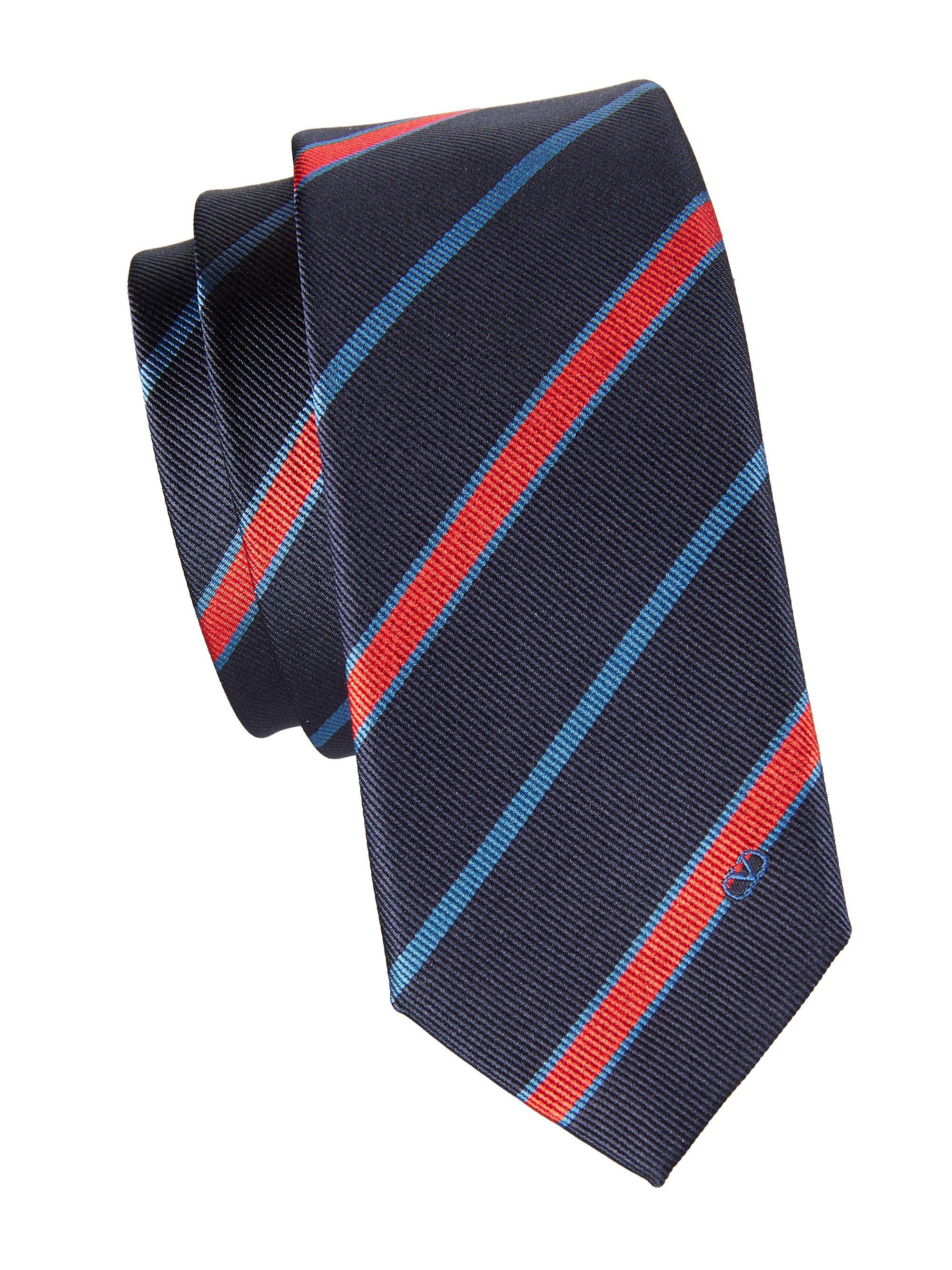Click here for Valentino Mens Striped Silk Tie - Blue Red prices