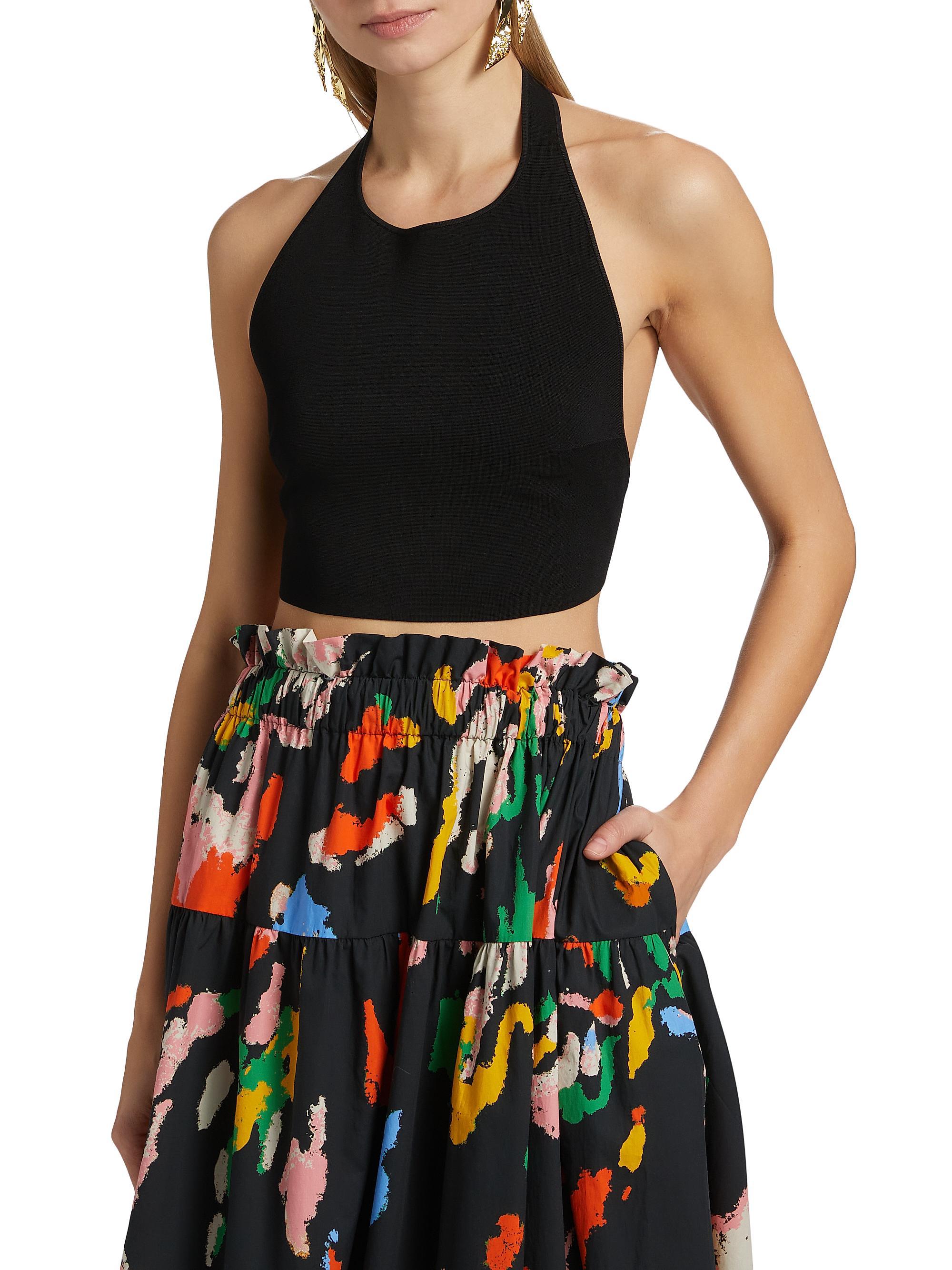 Click here for A. l.c. Womens Rory Halterneck Crop Top - Black -... prices