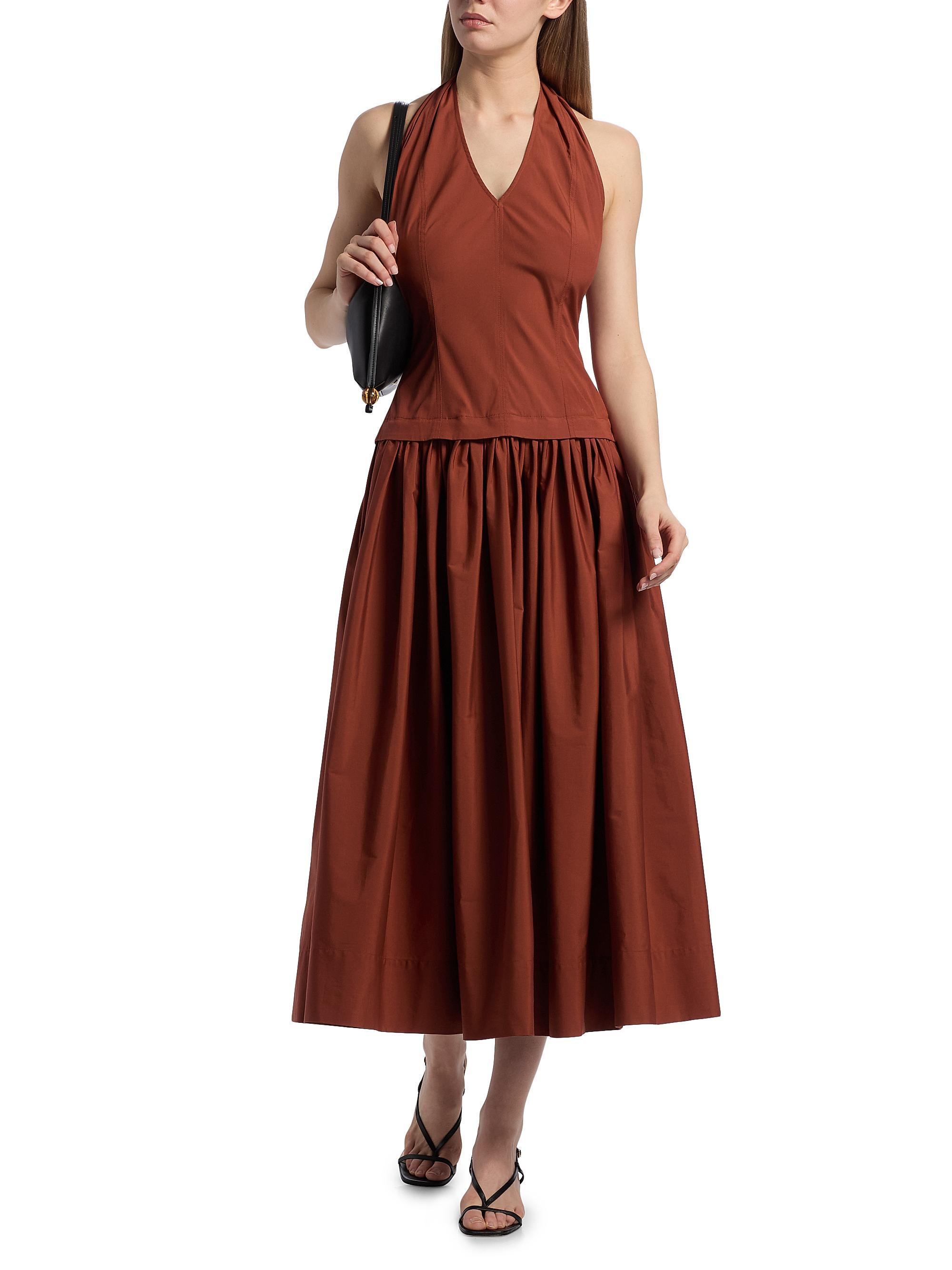 Click here for A. l.c. Womens Nora Halterneck Stretch-Cotton Midi... prices