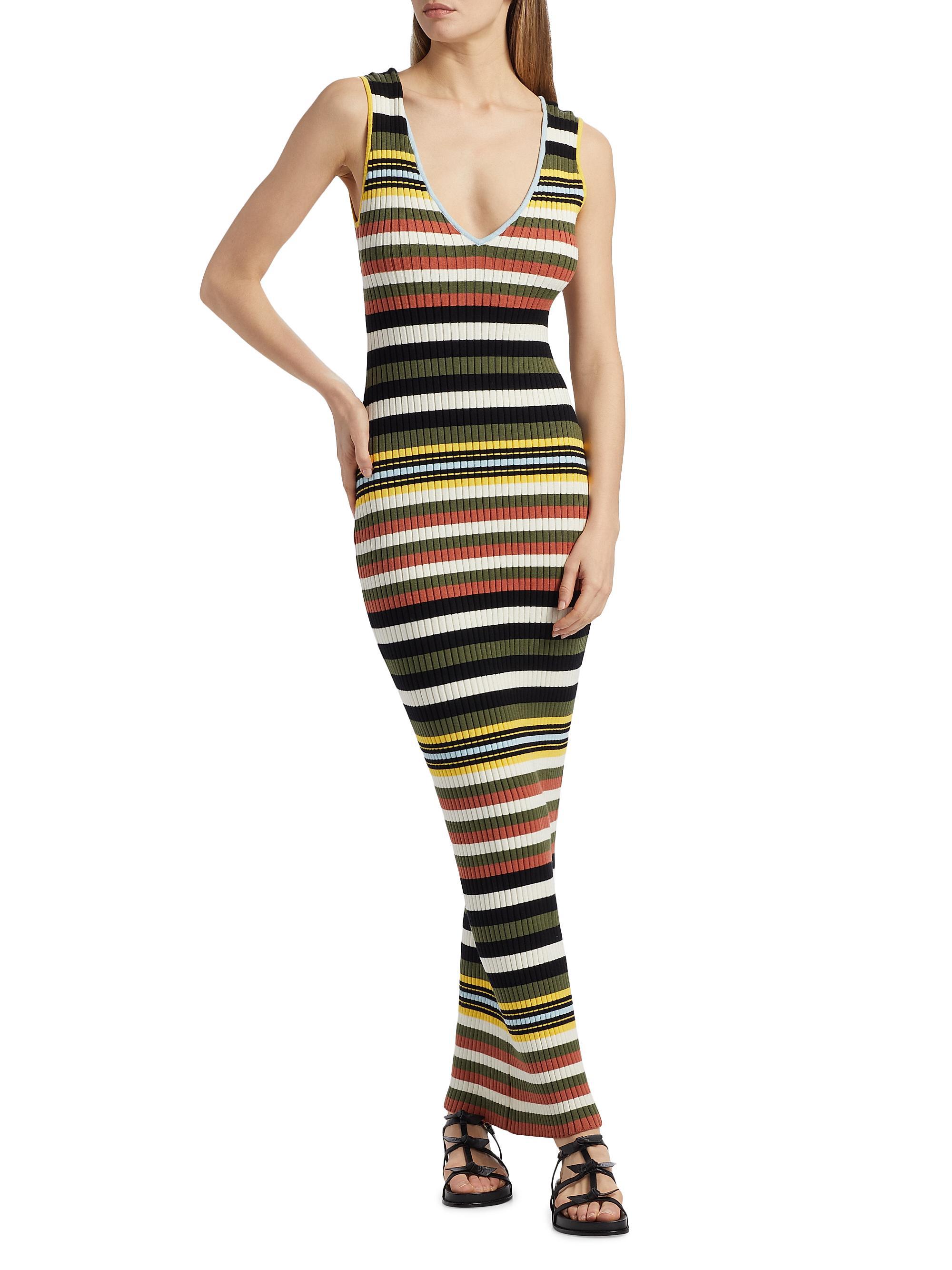 Click here for Toccin Womens Bowie Striped V-Neck Midi-Dress - St... prices