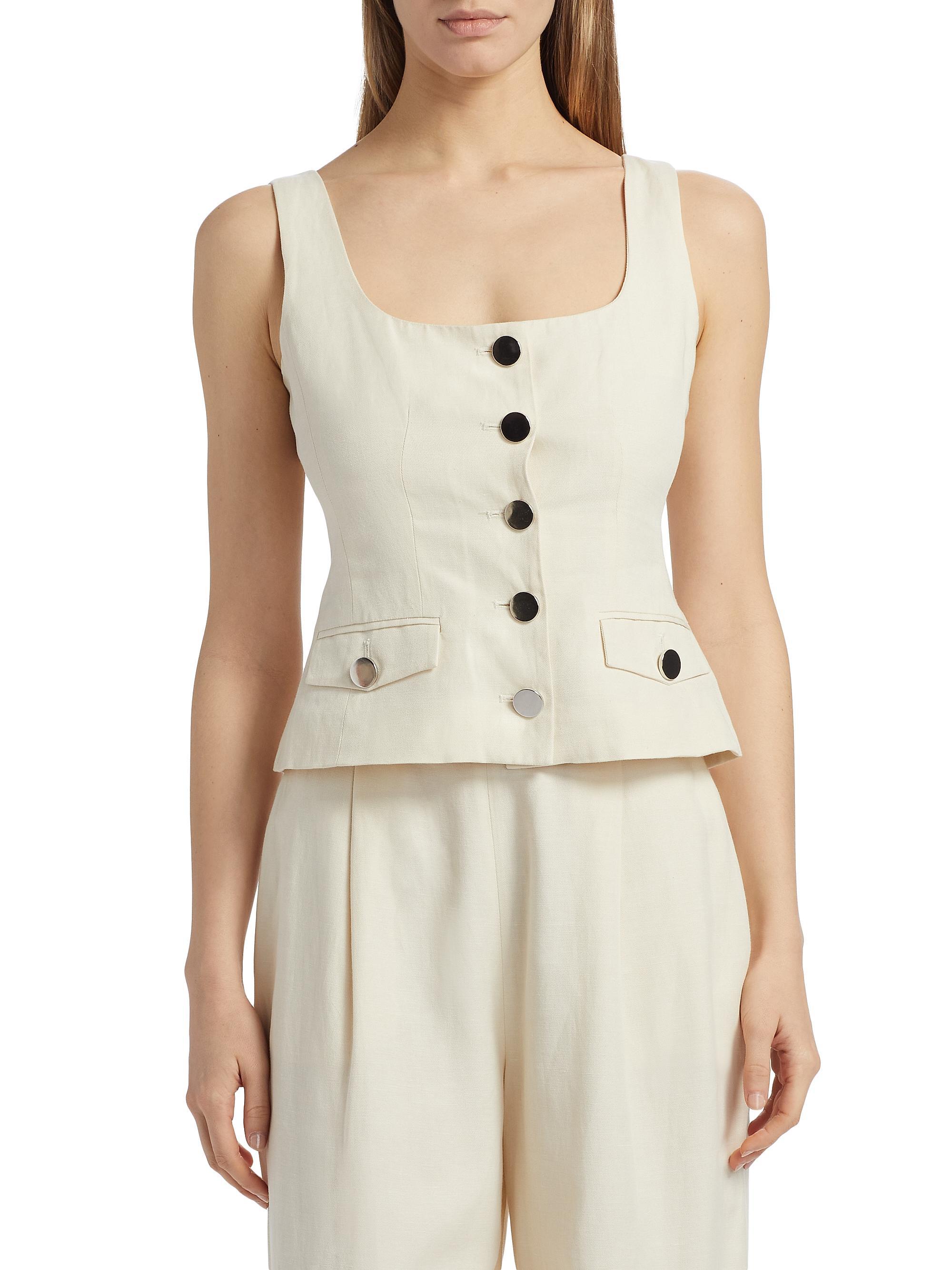 Click here for Toccin Womens Georgia Cotton-Blend Top - Bone - Si... prices