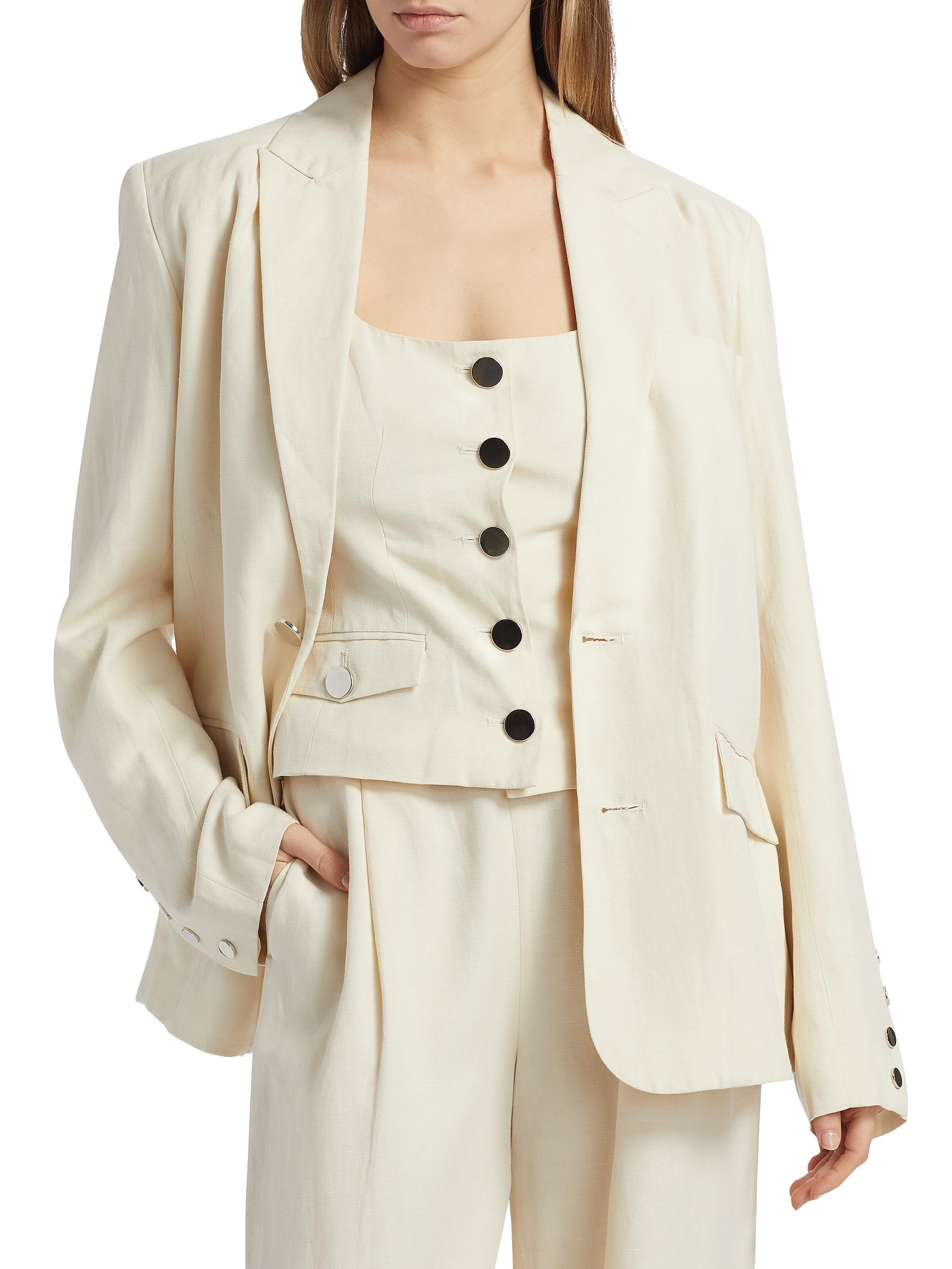 Click here for Toccin Womens Willa Boyfriend Cotton-Blend Blazer... prices