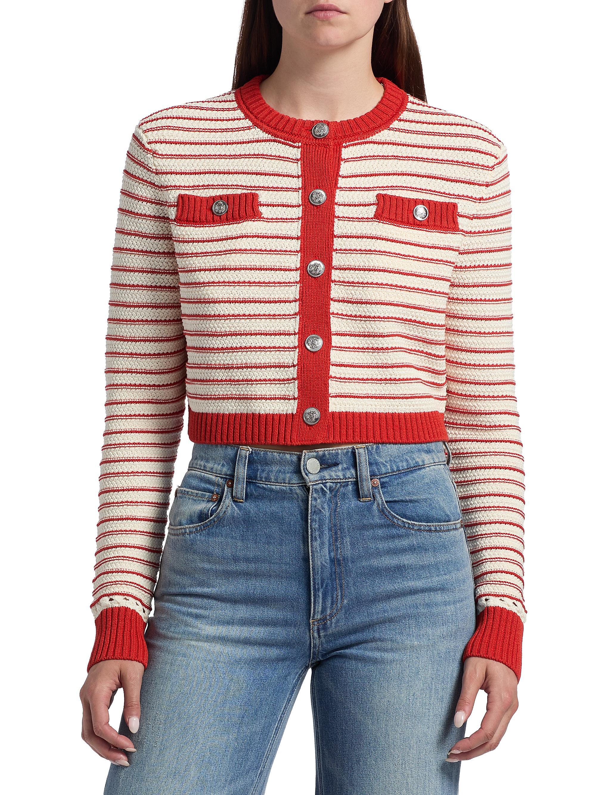Click here for Toccin Womens Miller Striped Cotton Cardigan - Ivo... prices