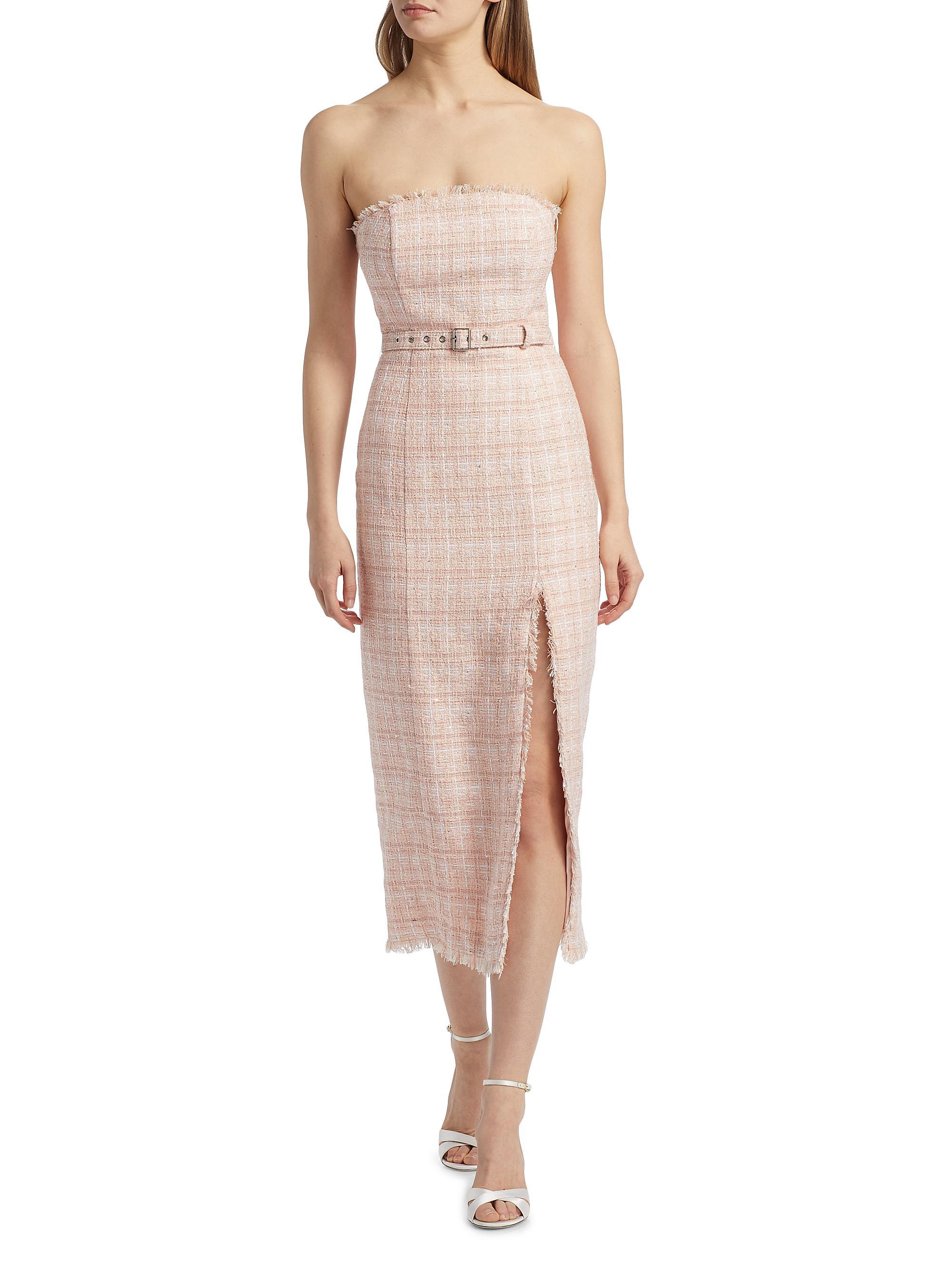 Click here for Toccin Womens Vivian Tweed Belted Midi-Dress - Pin... prices