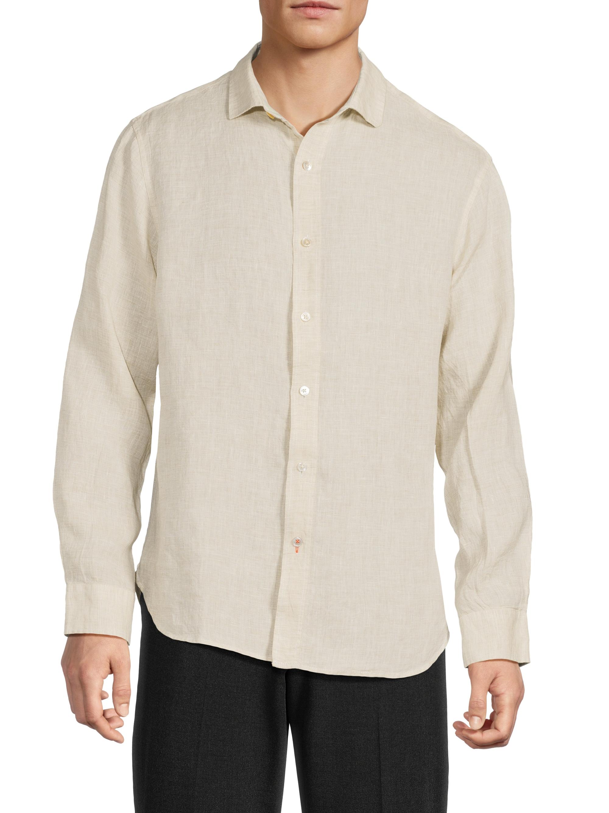 Click here for Swims Mens Amalfi End-On-End Linen Long-Sleeve Shi... prices