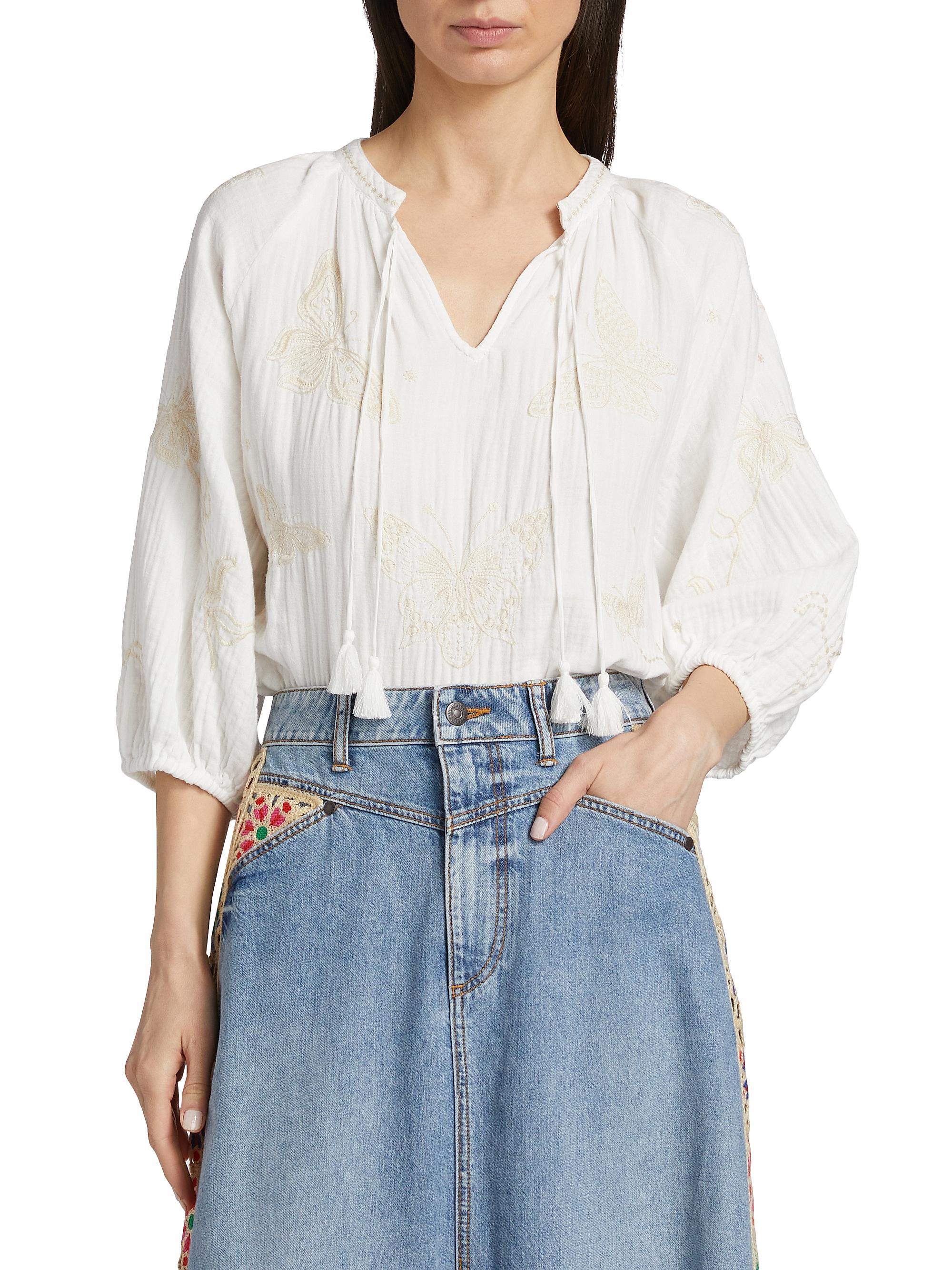 Click here for Johnny Was Womens Koleen Embroidered Cotton Blouse... prices