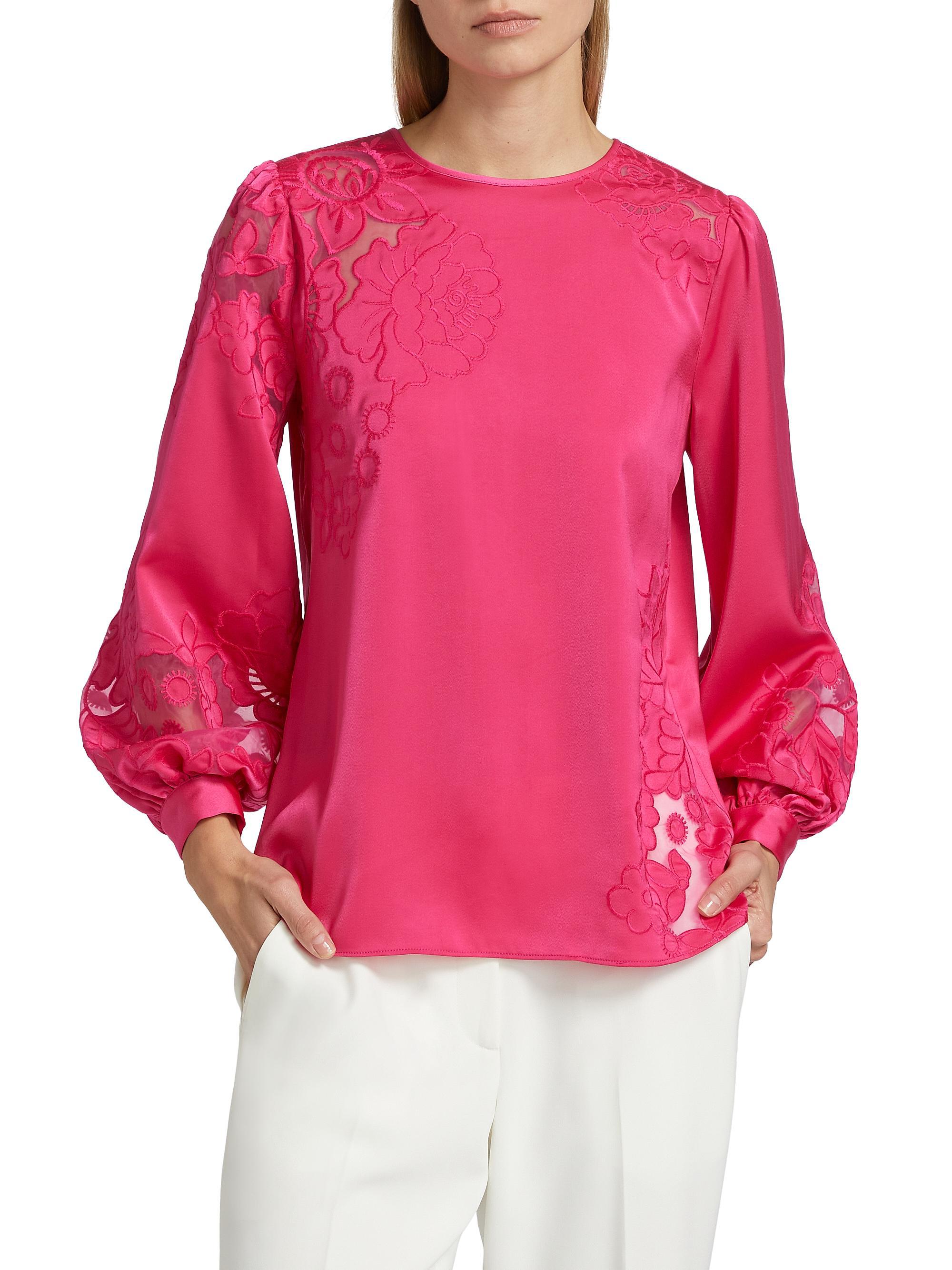 Click here for Elie Tahari Womens Alisa Lace Blouse - Luxury Pink... prices