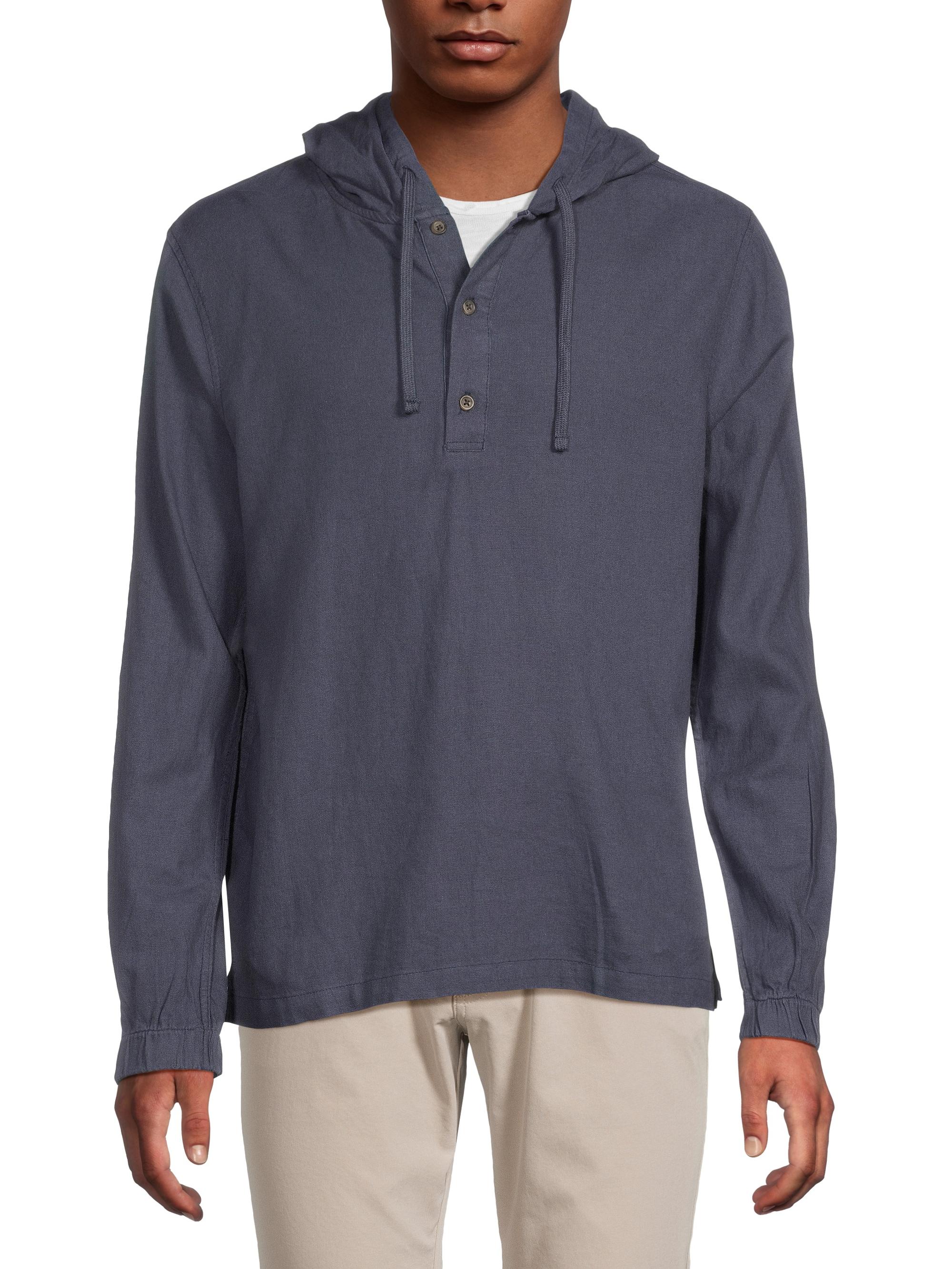 Click here for Saks Fifth Avenue Mens Linen-Blend Hoodie - Cadet... prices