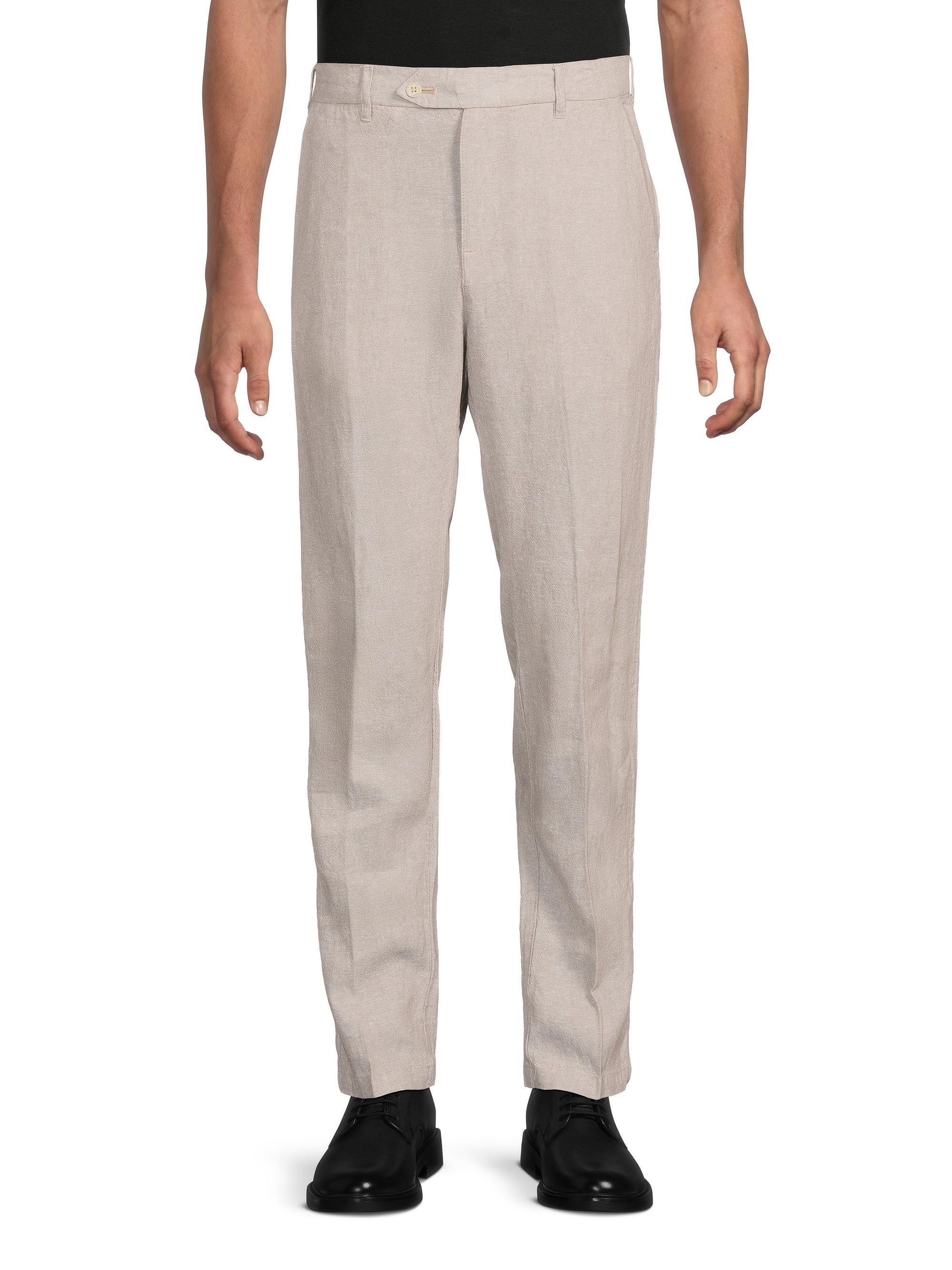 Click here for Saks Fifth Avenue Mens Linen-Blend Pleat-Front Tro... prices