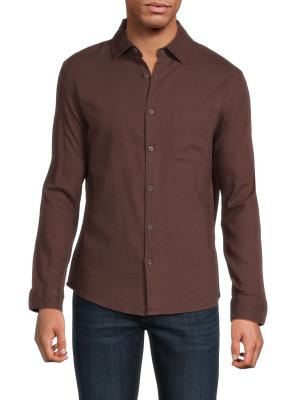 Click here for Saks Fifth Avenue Mens Linen-Blend Long-Sleeve Spo... prices