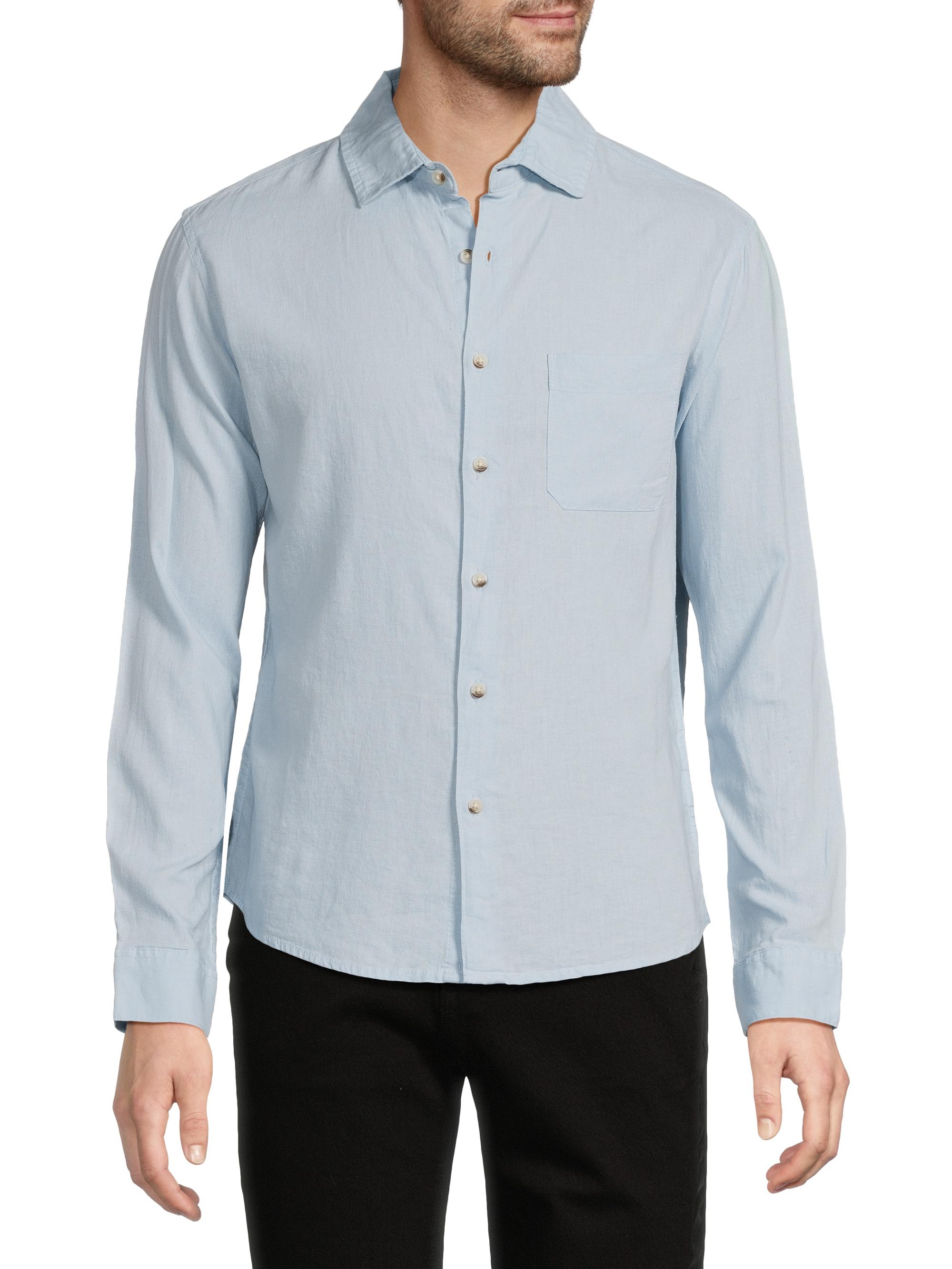 Click here for Saks Fifth Avenue Mens Linen-Blend Long-Sleeve Spo... prices