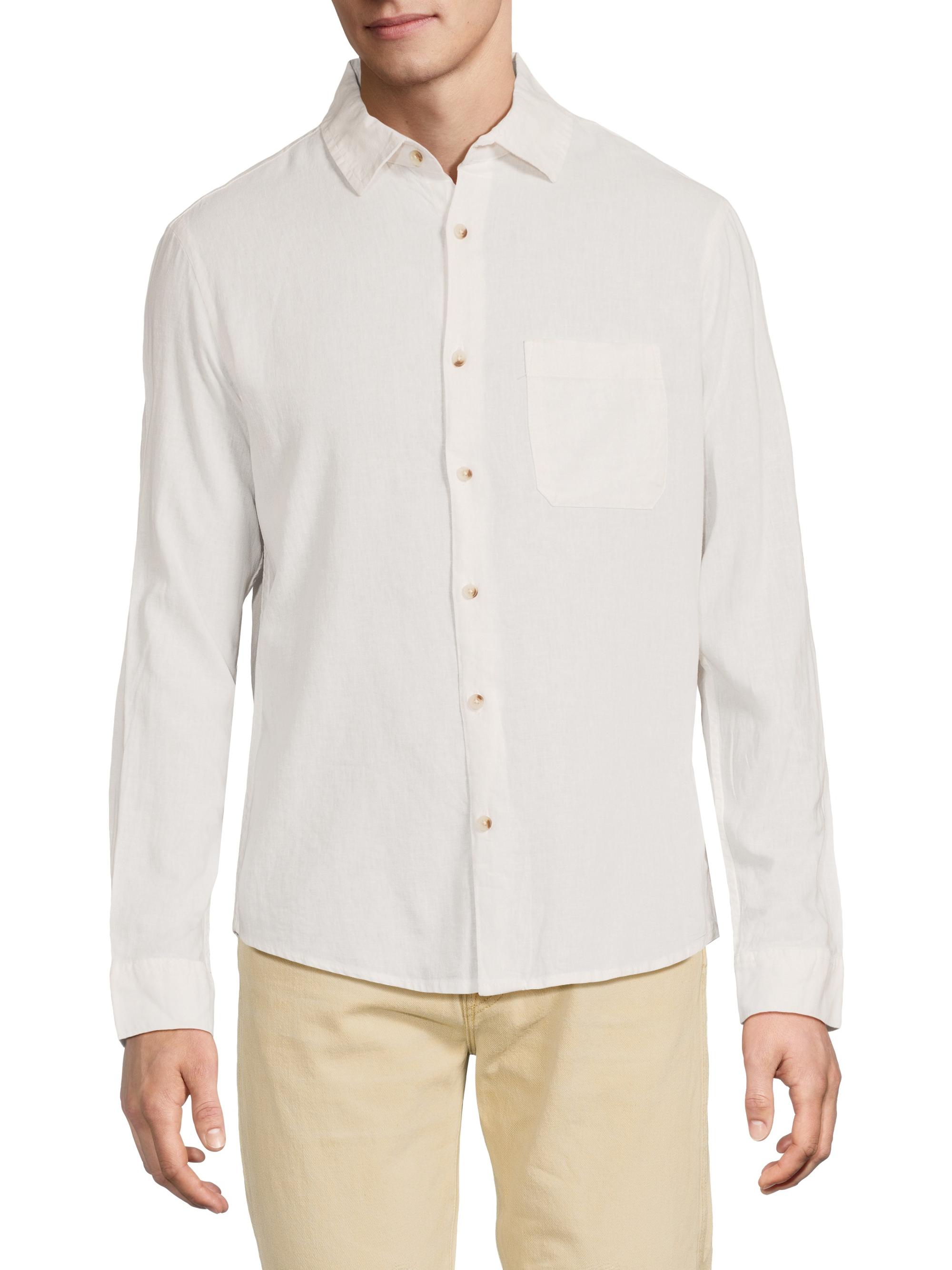 Click here for Saks Fifth Avenue Mens Linen-Blend Long-Sleeve Spo... prices
