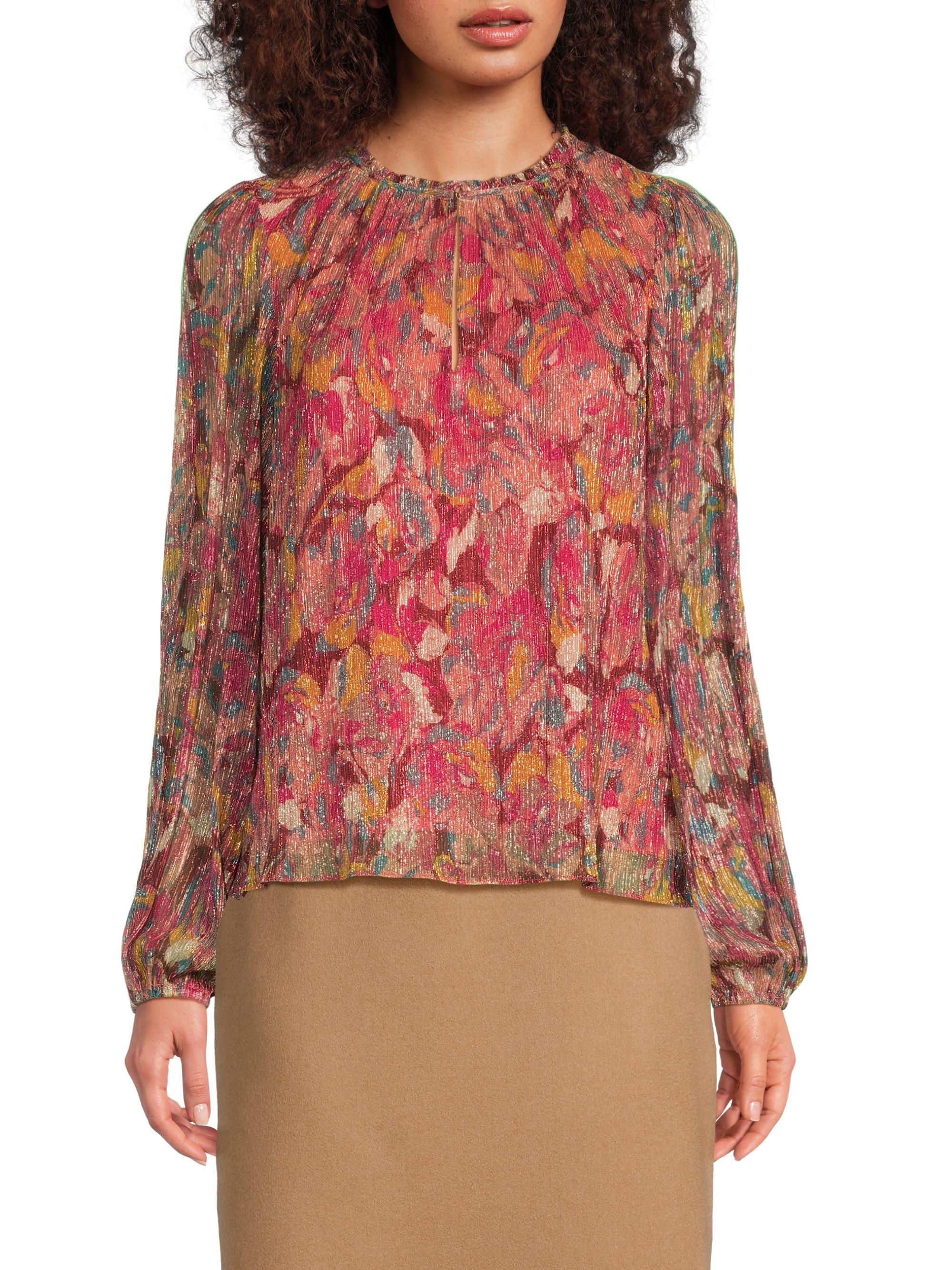 Click here for Ramy Brook Womens Jenia Metallic-Print Long-Sleeve... prices