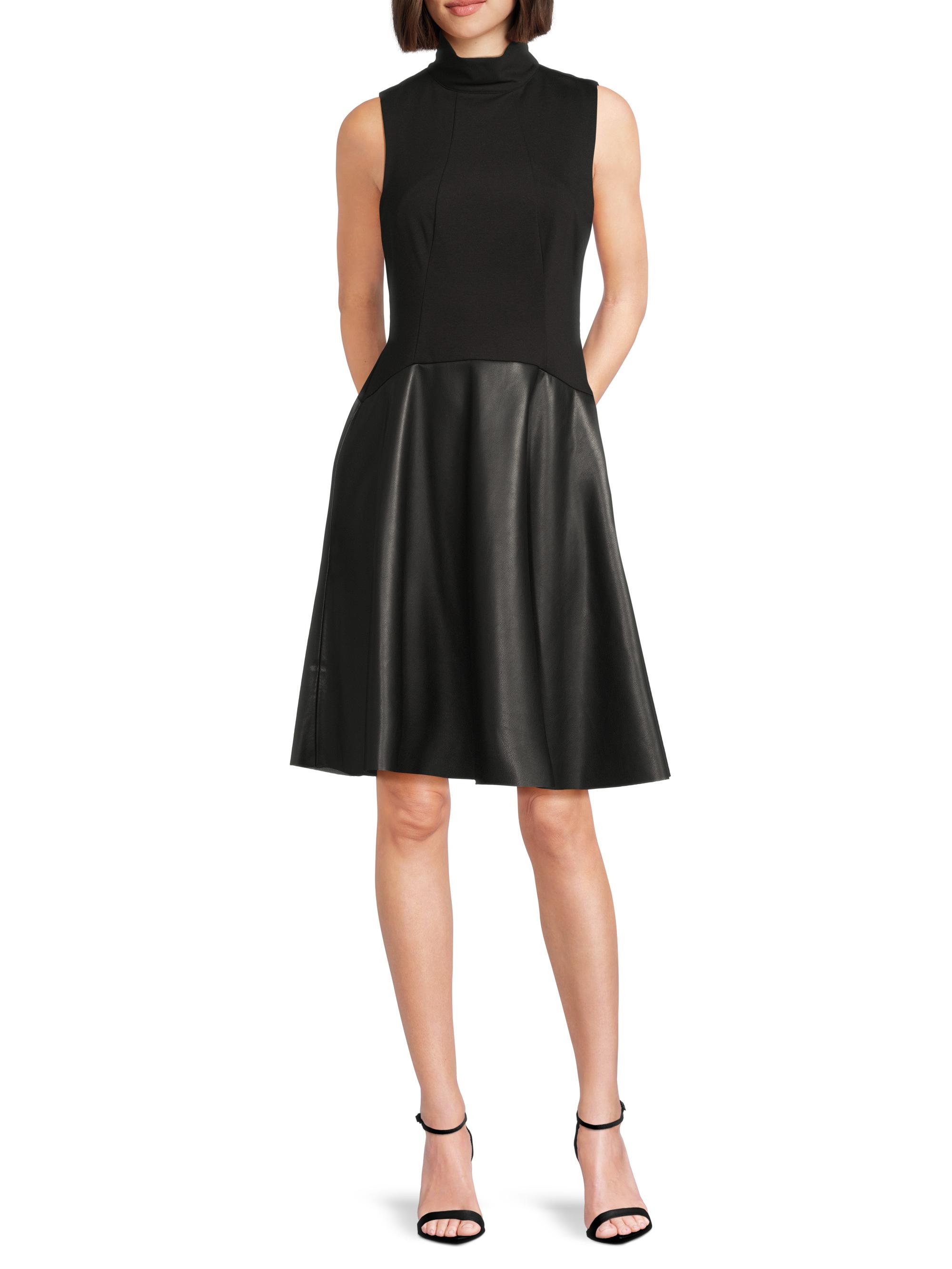 Click here for Dkny Womens Mixed-Media Cotton-Blend A-Line Minidr... prices