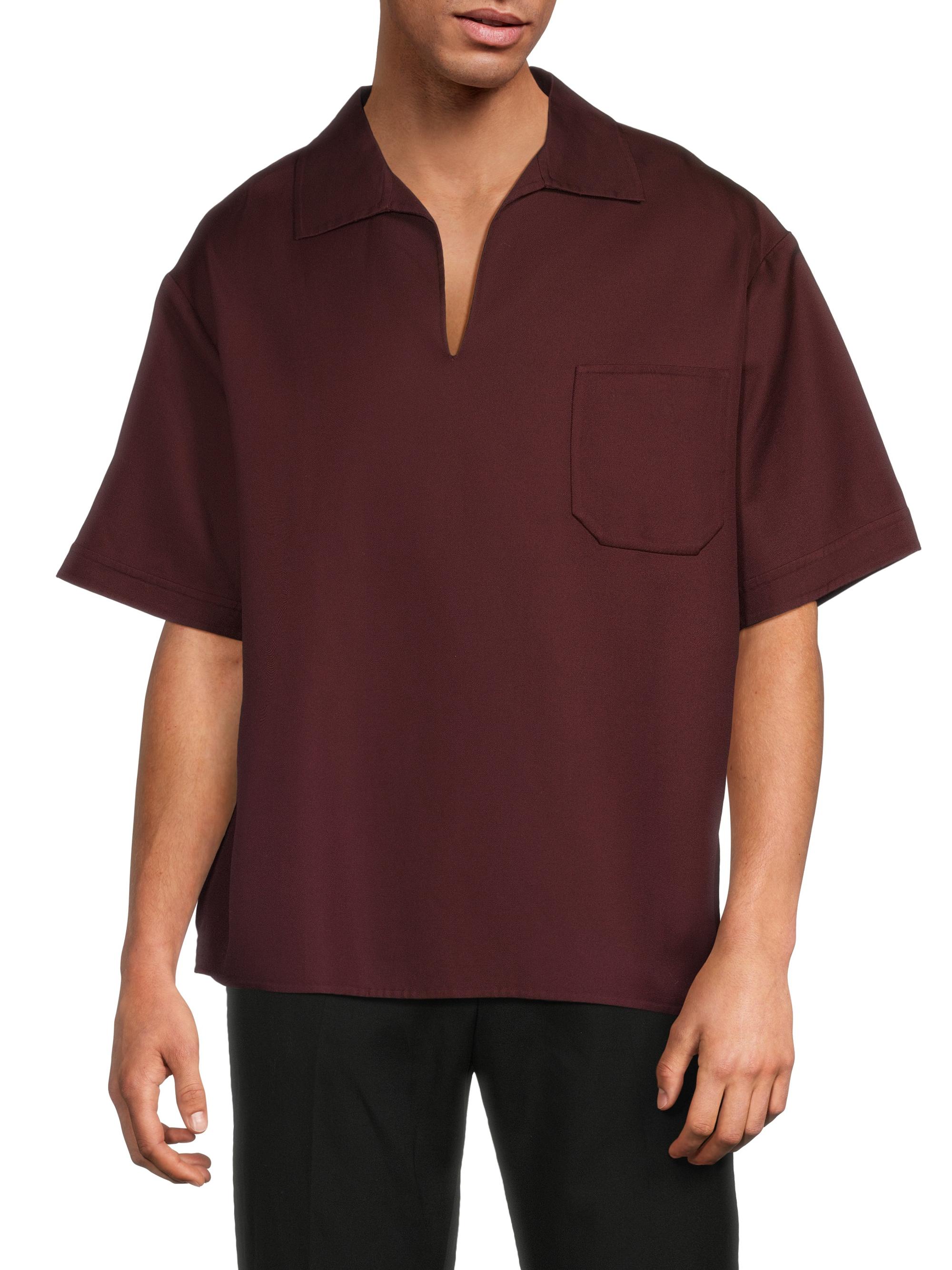 Click here for Valentino Mens Open-Collar Cotton-Blend Short-Slee... prices