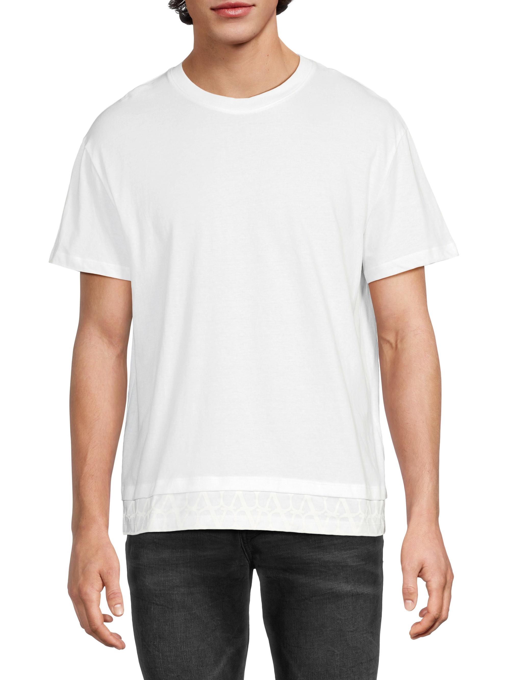 Click here for Valentino Mens Textured-Hem Cotton T-Shirt - White... prices