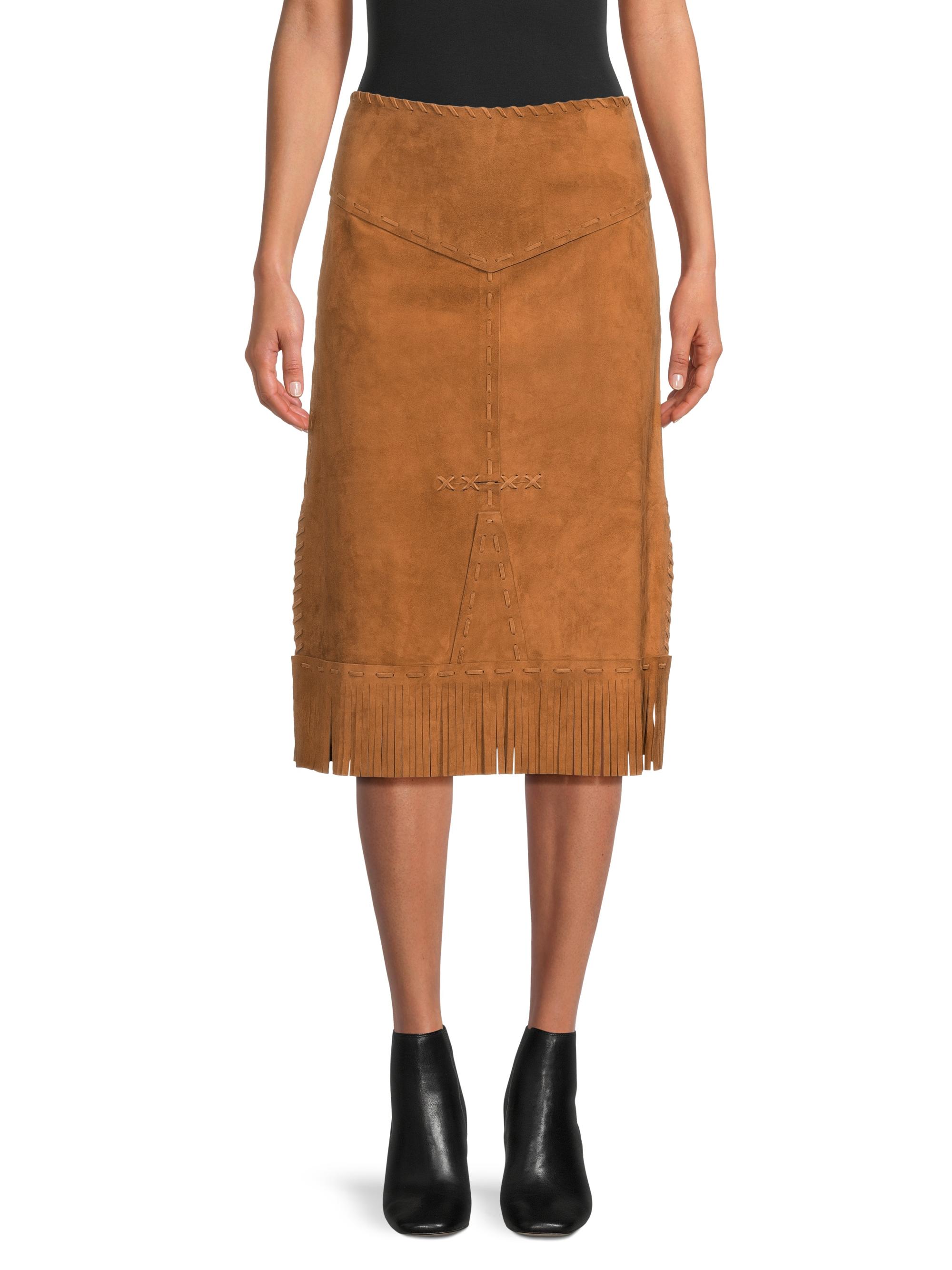 Click here for Valentino Womens Fringe Suede Midi-Skirt - Cognac... prices