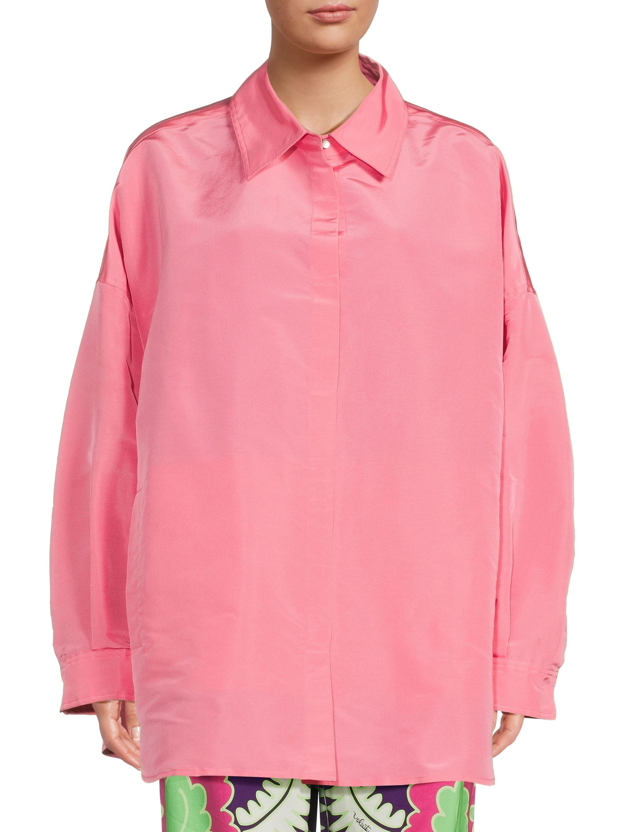 Click here for Valentino Womens Silk Overshirt Jacket - Pink - Si... prices