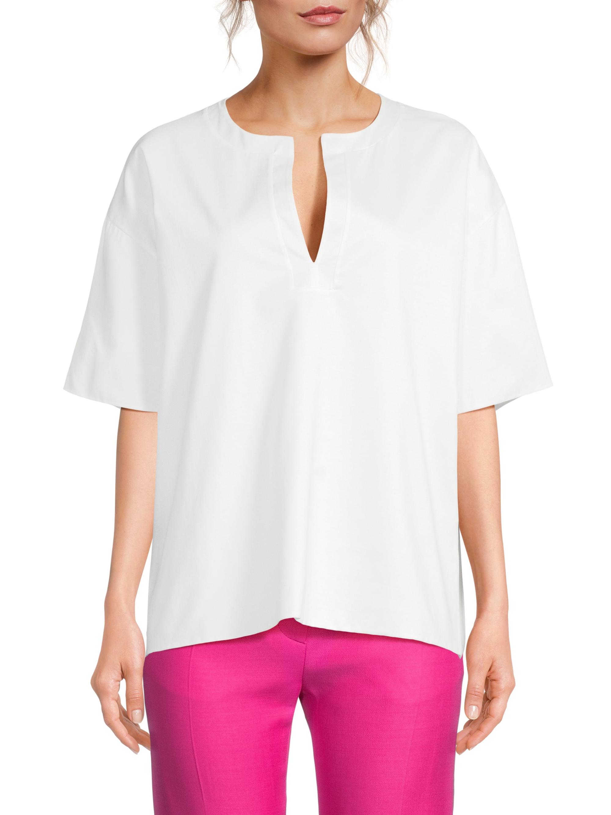 Click here for Valentino Womens Splitneck Cotton Top - Bianco - S... prices