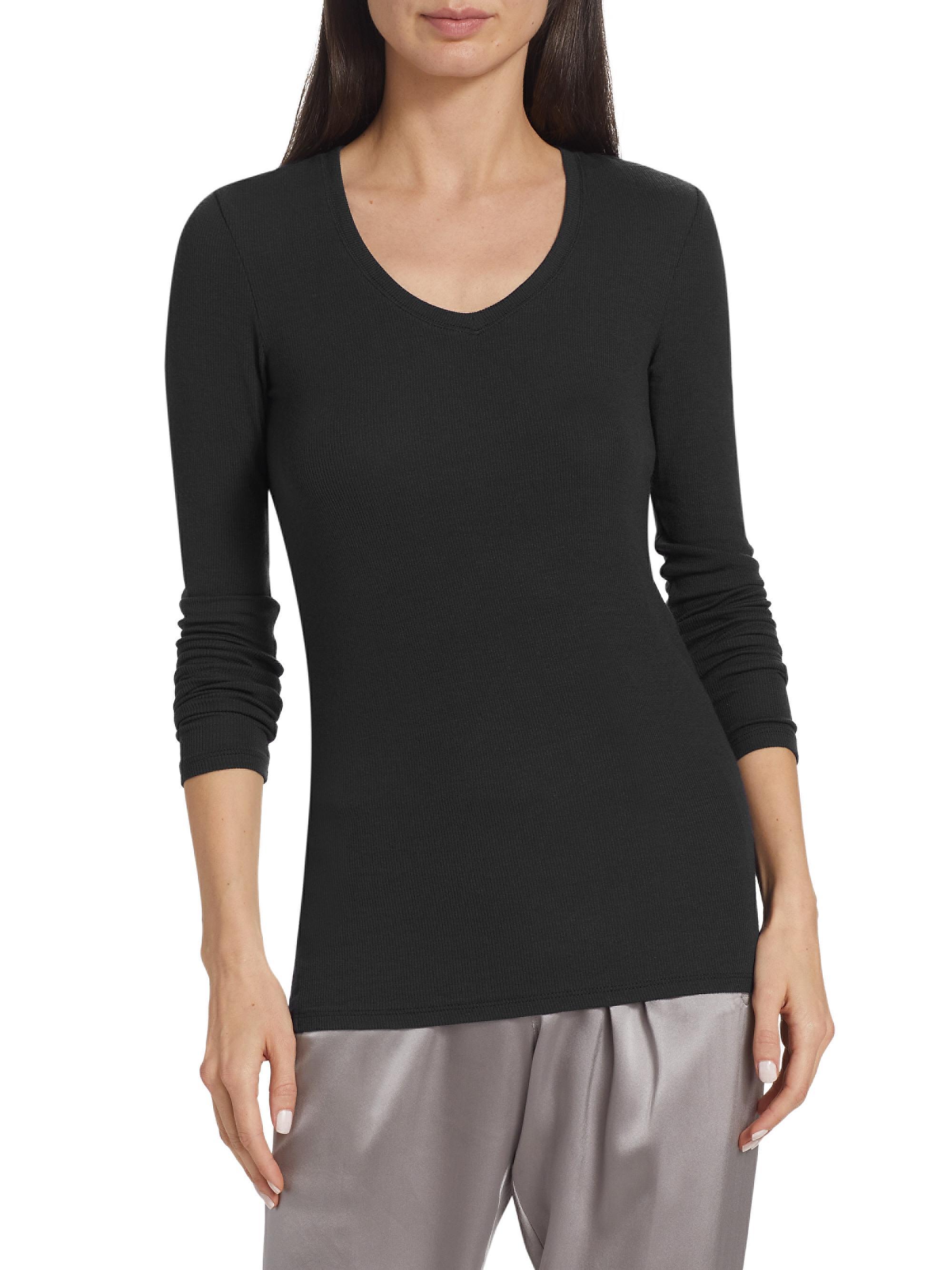 Click here for Atm Anthony Thomas Melillo Womens V-Neck Top - Bla... prices