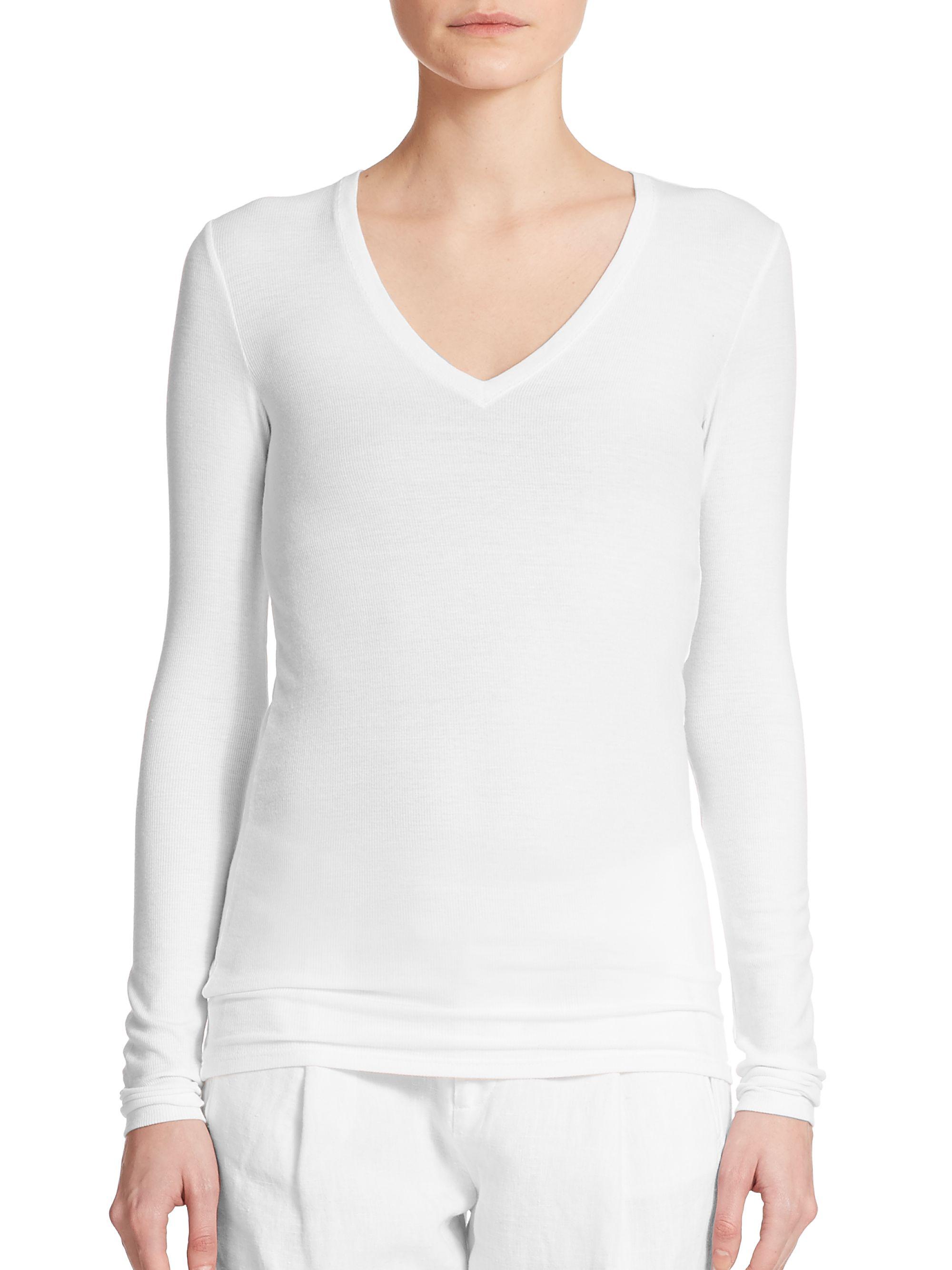 Click here for Atm Anthony Thomas Melillo Womens V-Neck Top - Whi... prices