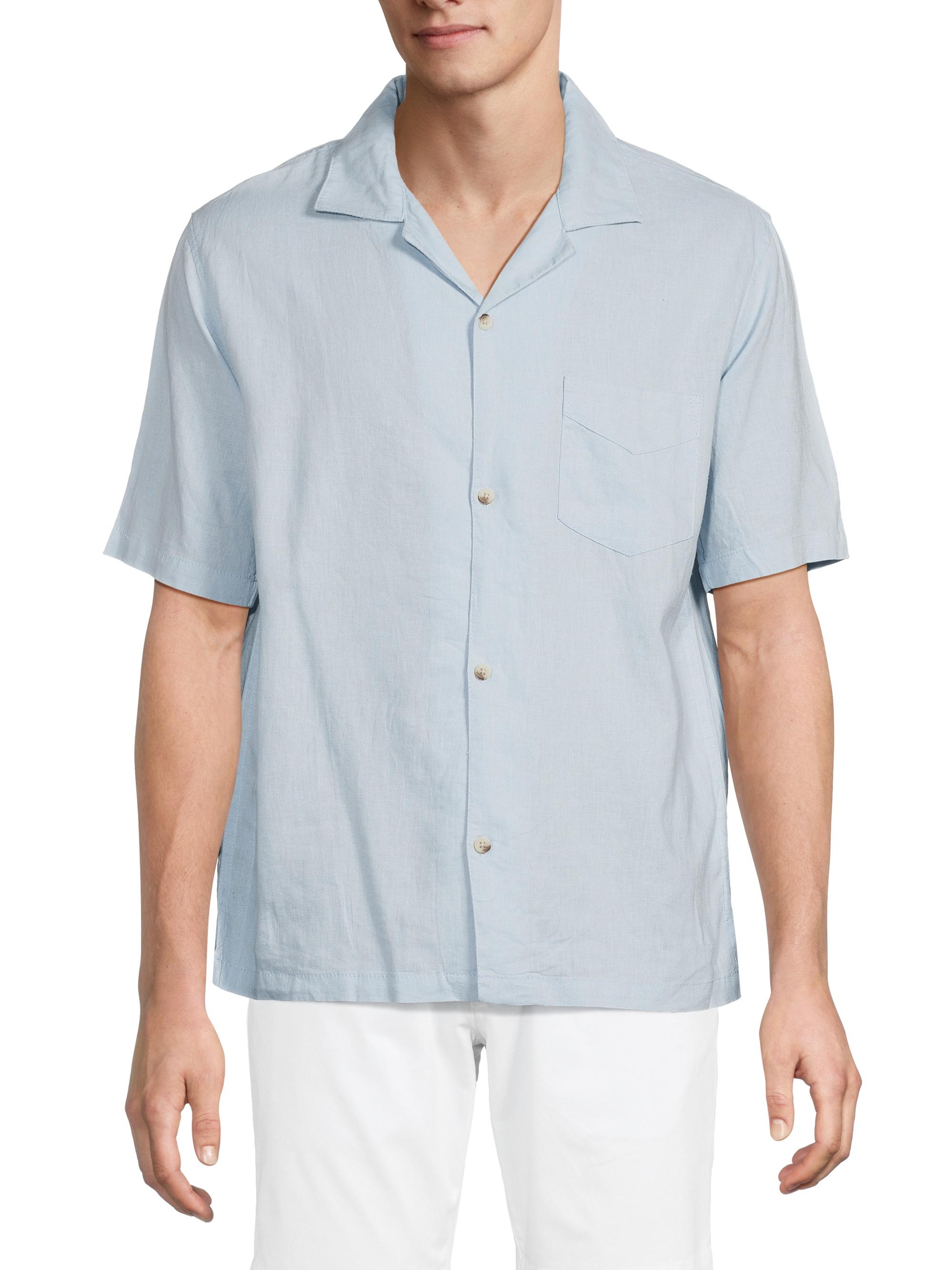 Click here for Saks Fifth Avenue Mens Linen-Blend Short-Sleeve Ca... prices