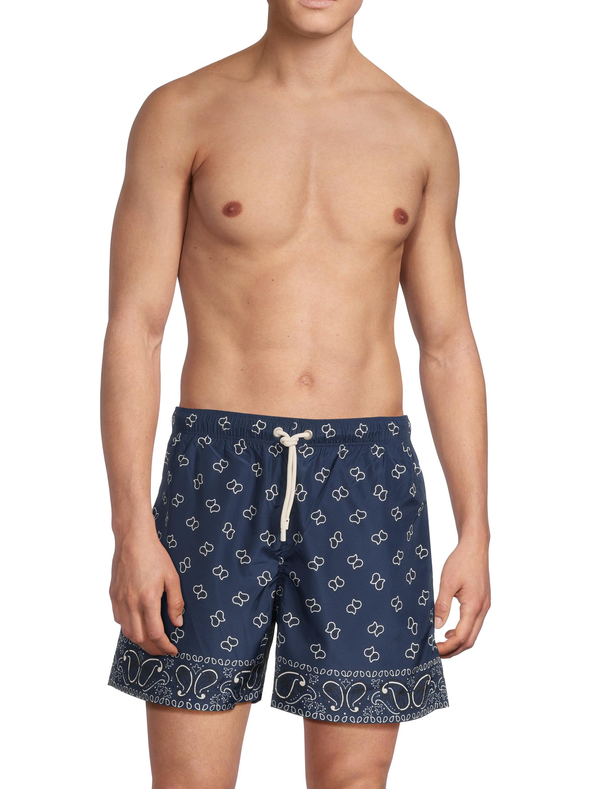 Click here for Palm Angels Mens Paisley Swim Shorts - Navy Blue -... prices