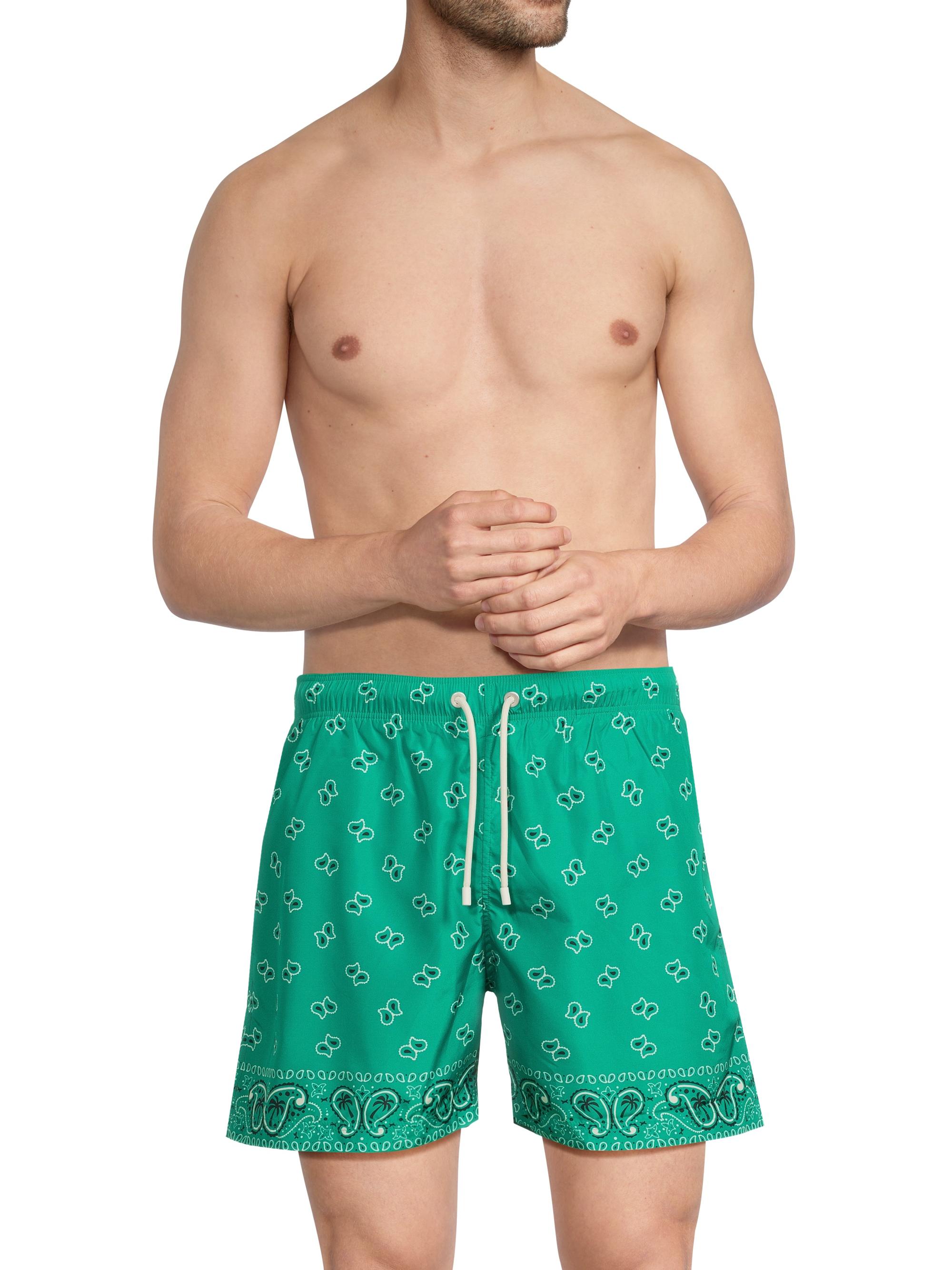 Click here for Palm Angels Mens Paisley Swim Shorts - Green - Siz... prices