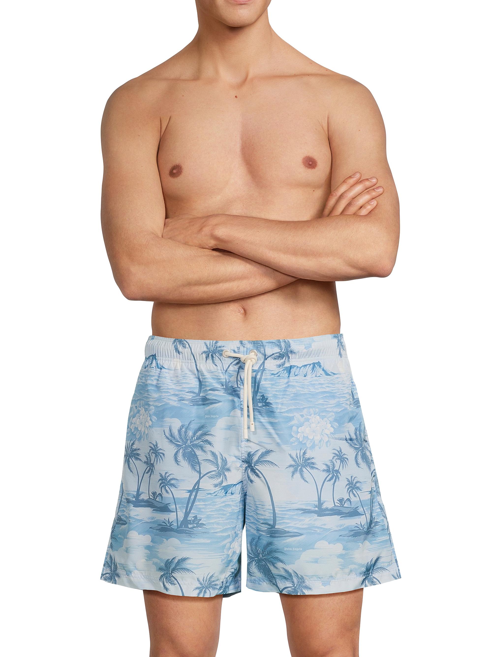 Click here for Palm Angels Mens Sunset Swim Shorts - Indigo - Siz... prices