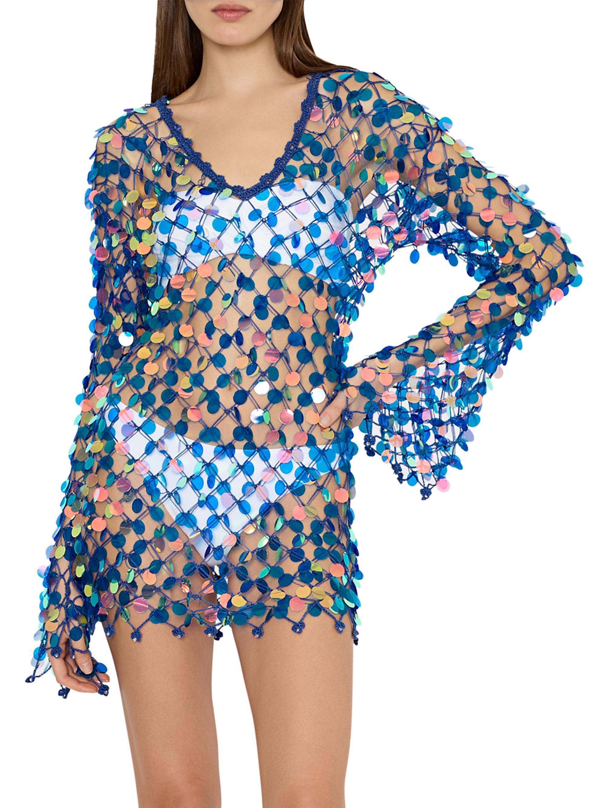 Click here for Milly Womens Sequin Cotton-Blend Crochet Minidress... prices