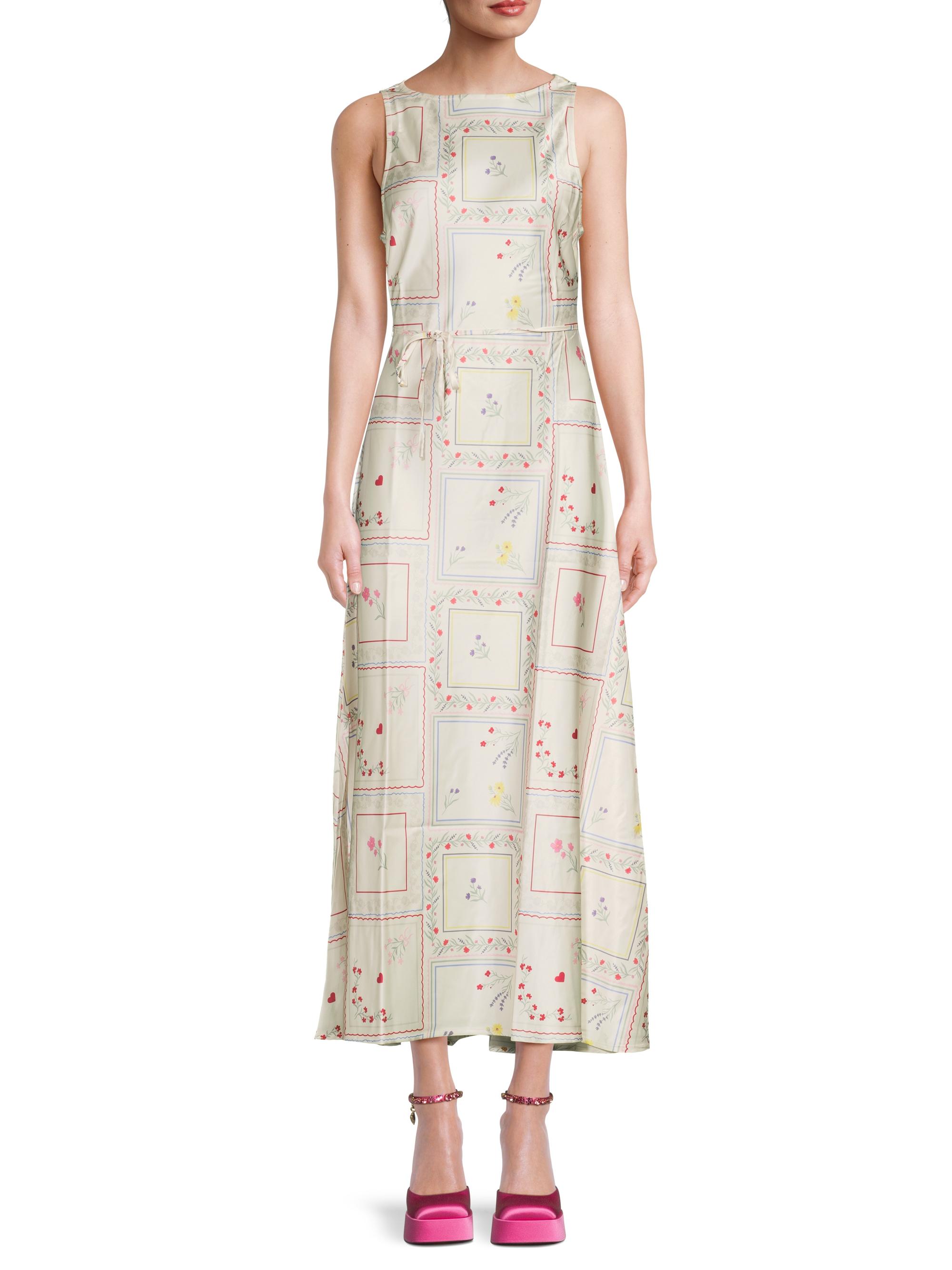 Click here for Weworewhat Womens Boat-Neck Floral Sleeveless Midi... prices