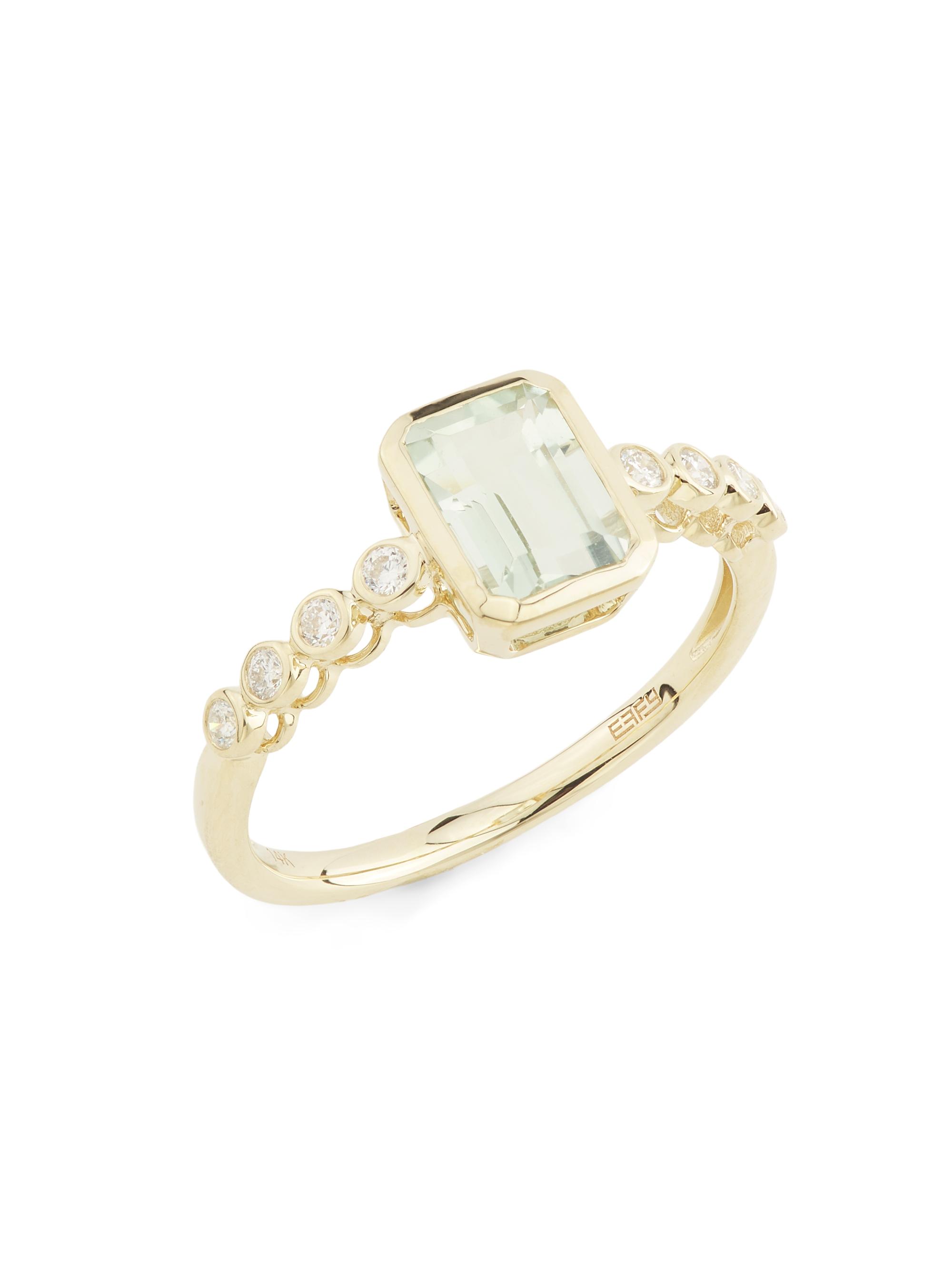 Click here for Effy Womens 14K Yellow Gold  Green Amethyst & 0.15... prices