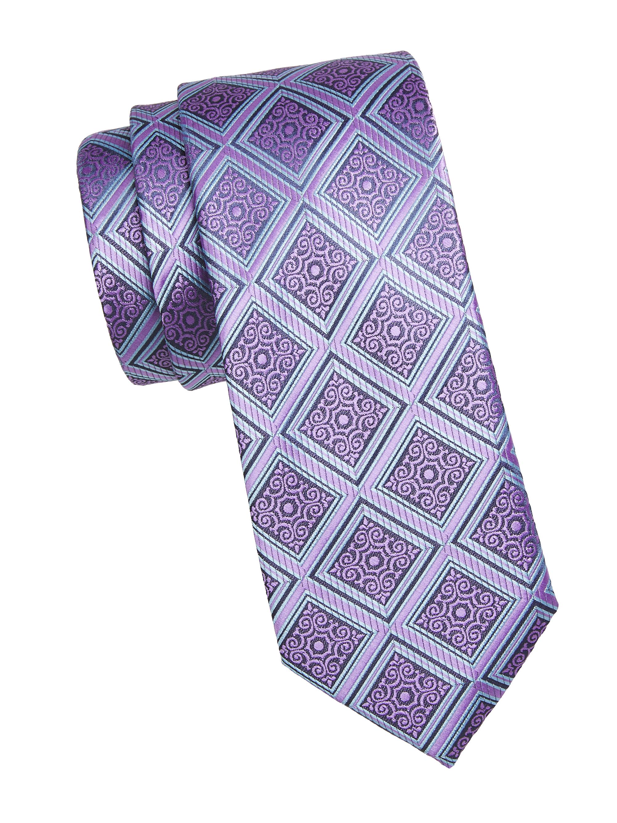 Click here for Hickey Freeman Mens Woven Geometric Tie - Lavender prices