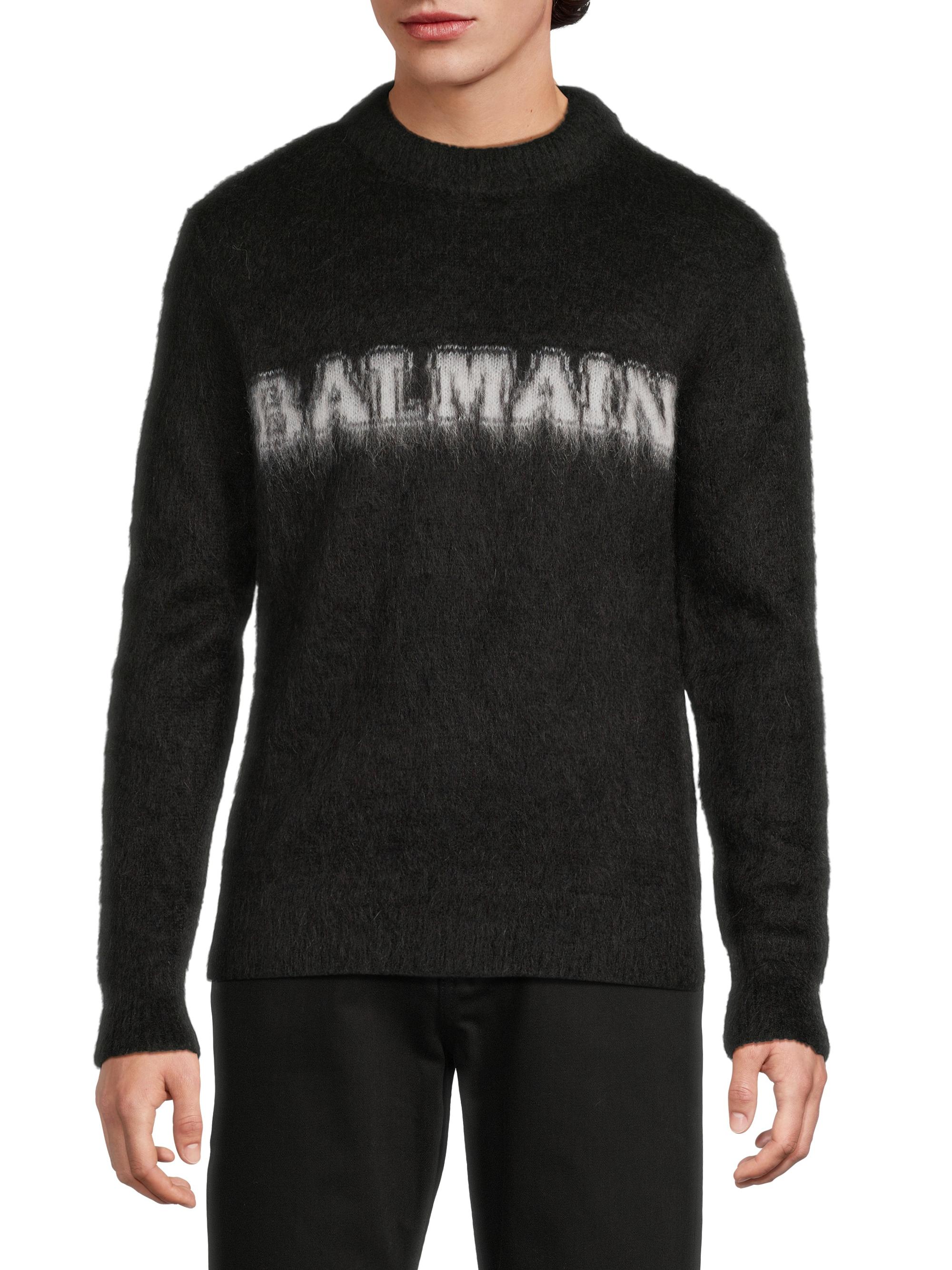 Click here for Balmain Mens Logo Mohair-Wool Blend Crewneck Sweat... prices