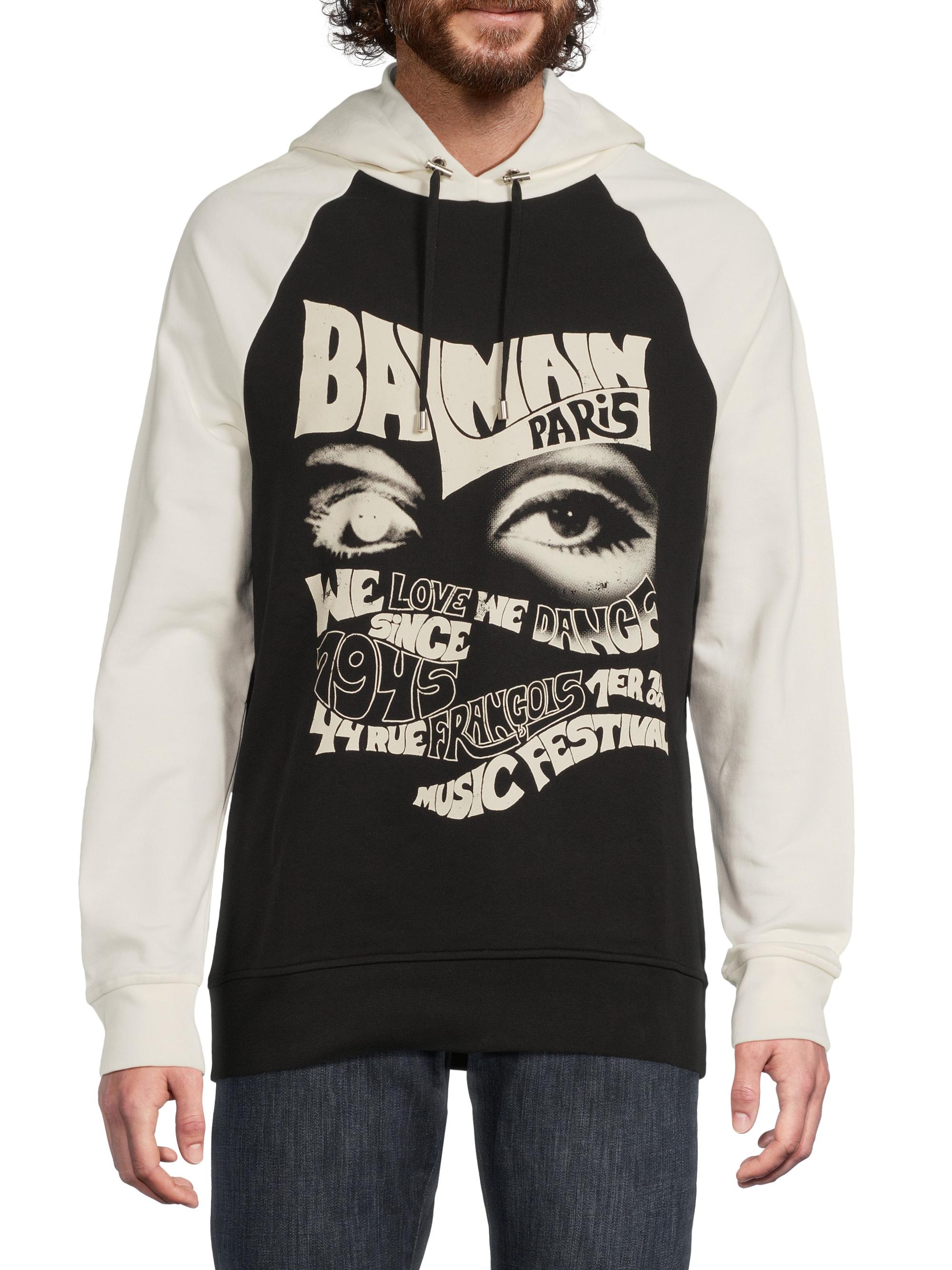 Click here for Balmain Mens Music Festival Cotton Graphic Hoodie... prices