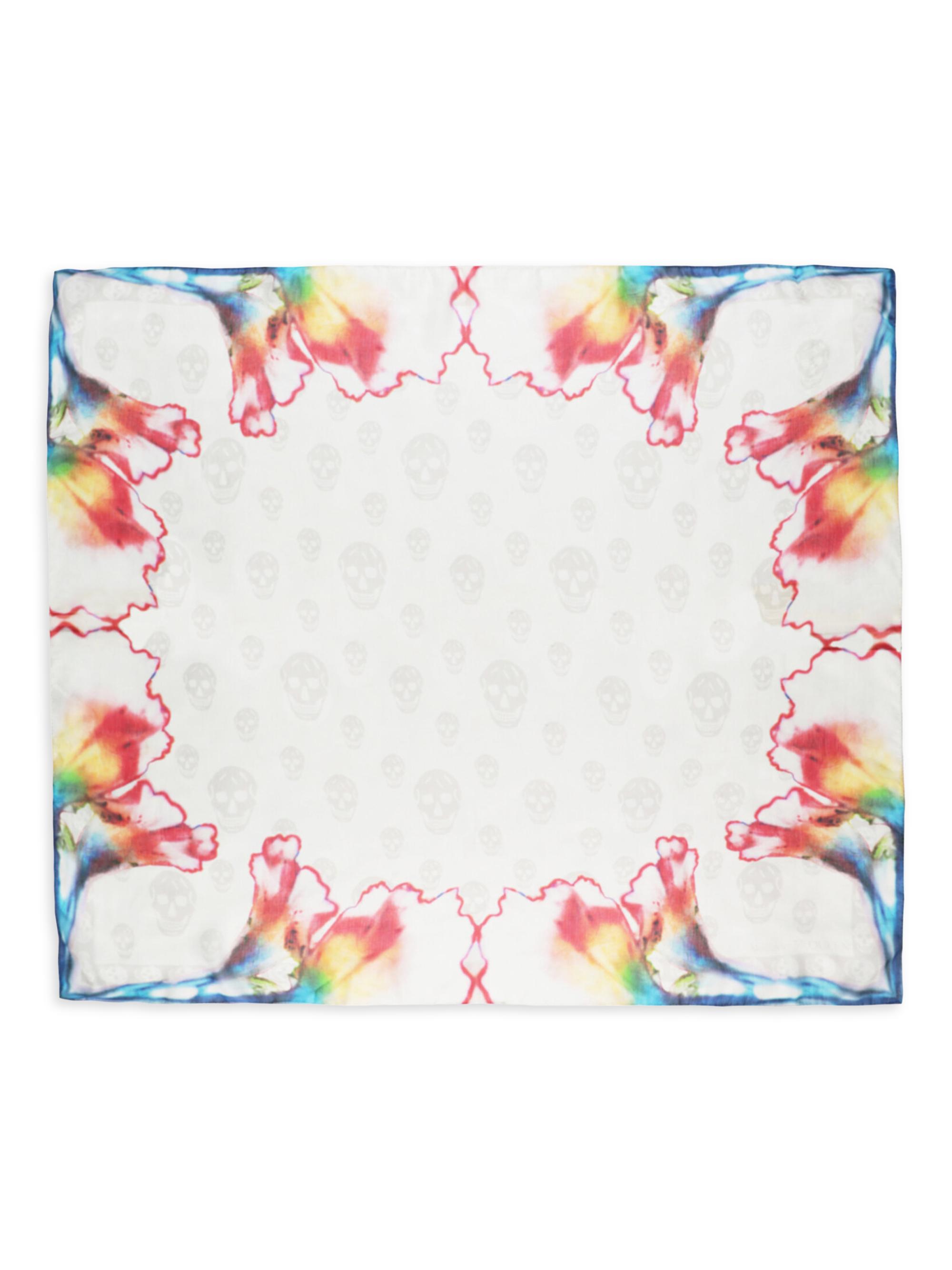 Click here for Mcqueen Womens Tie-Dye Printed Silk Scarf - Ivory... prices