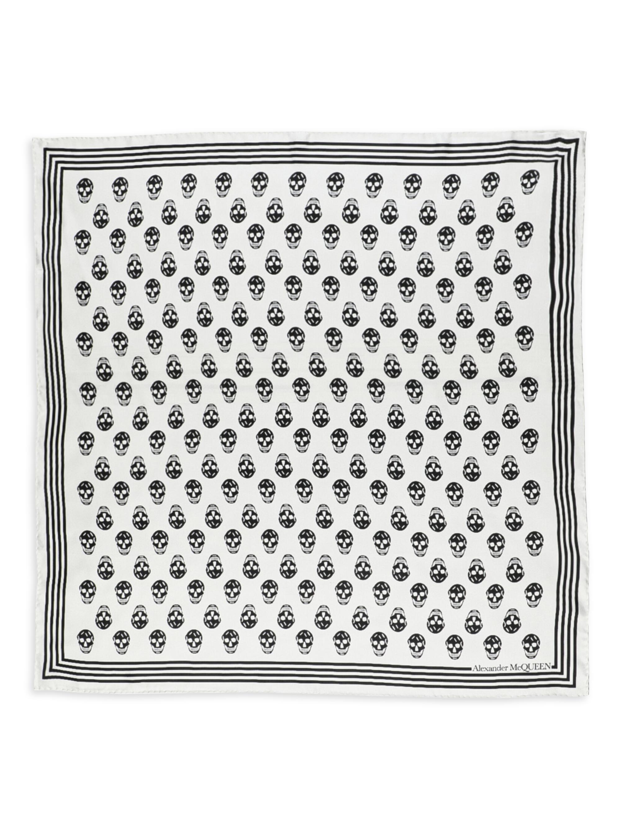 Click here for Mcqueen Womens Skull Print Silk Scarf - Ivory Blac... prices