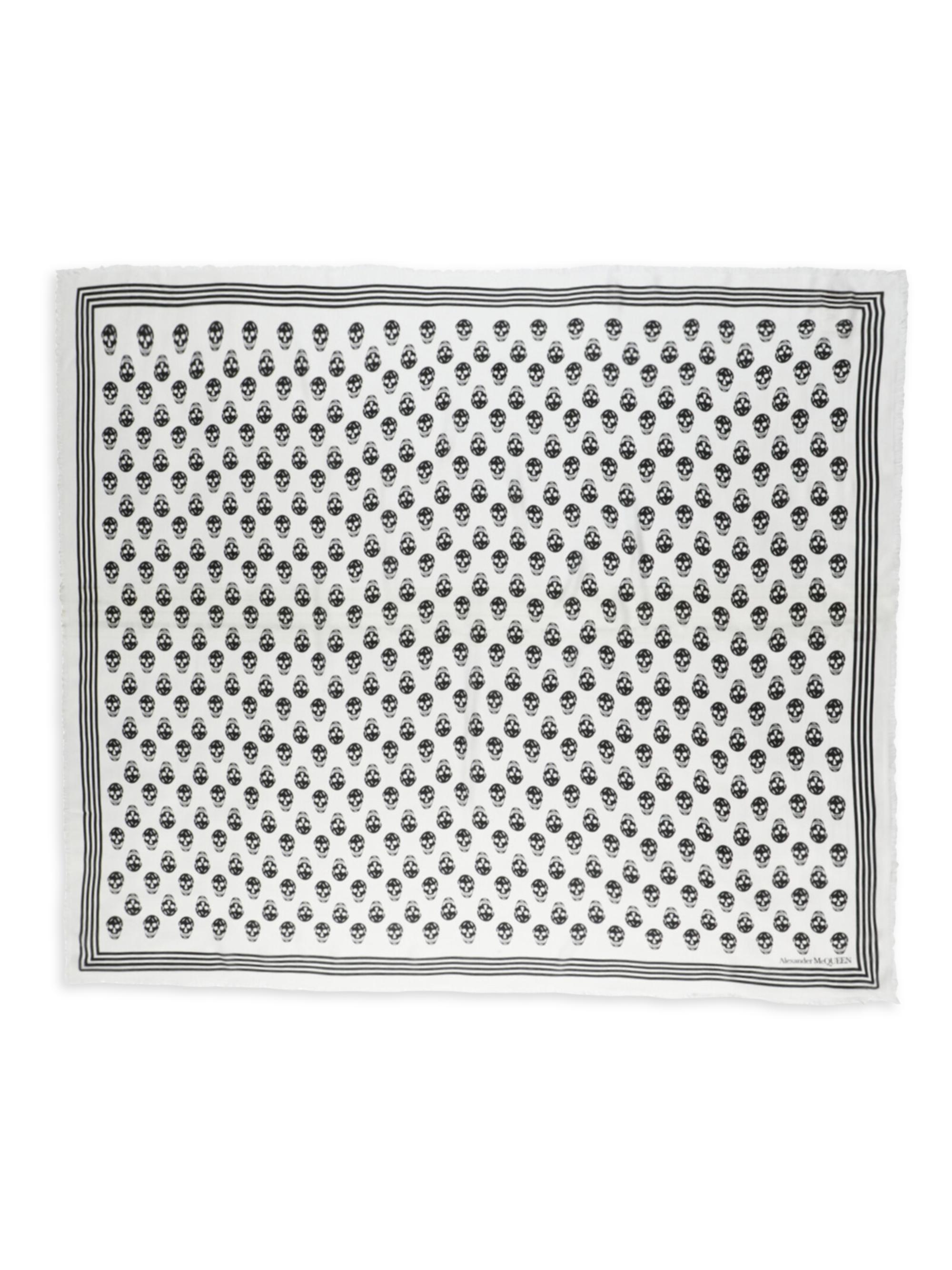 Mcqueen Womens Printed Modal Scarf - Ivory Black