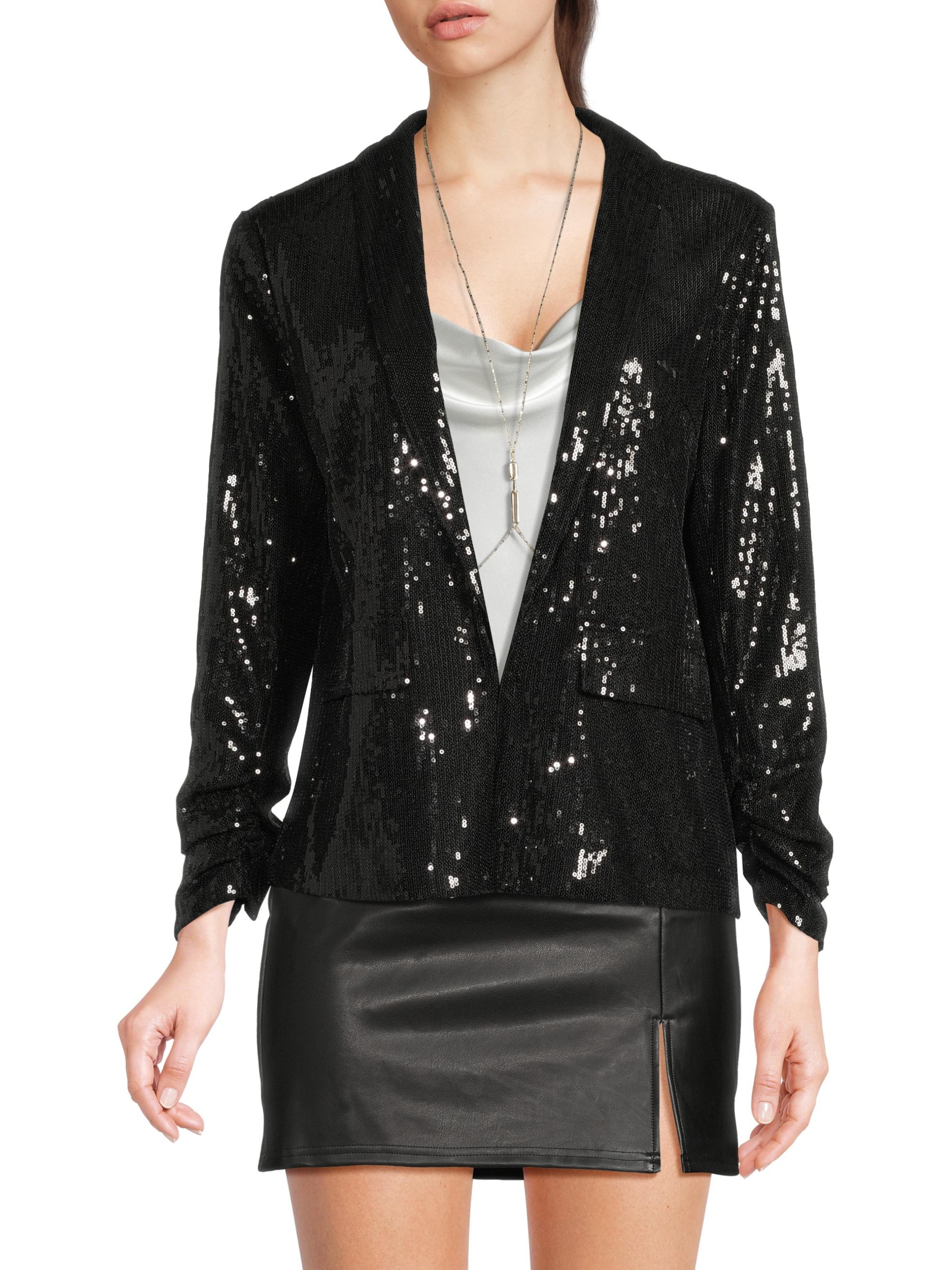 Click here for Wdny Womens Sequin-Embellished Blazer - Black - Si... prices