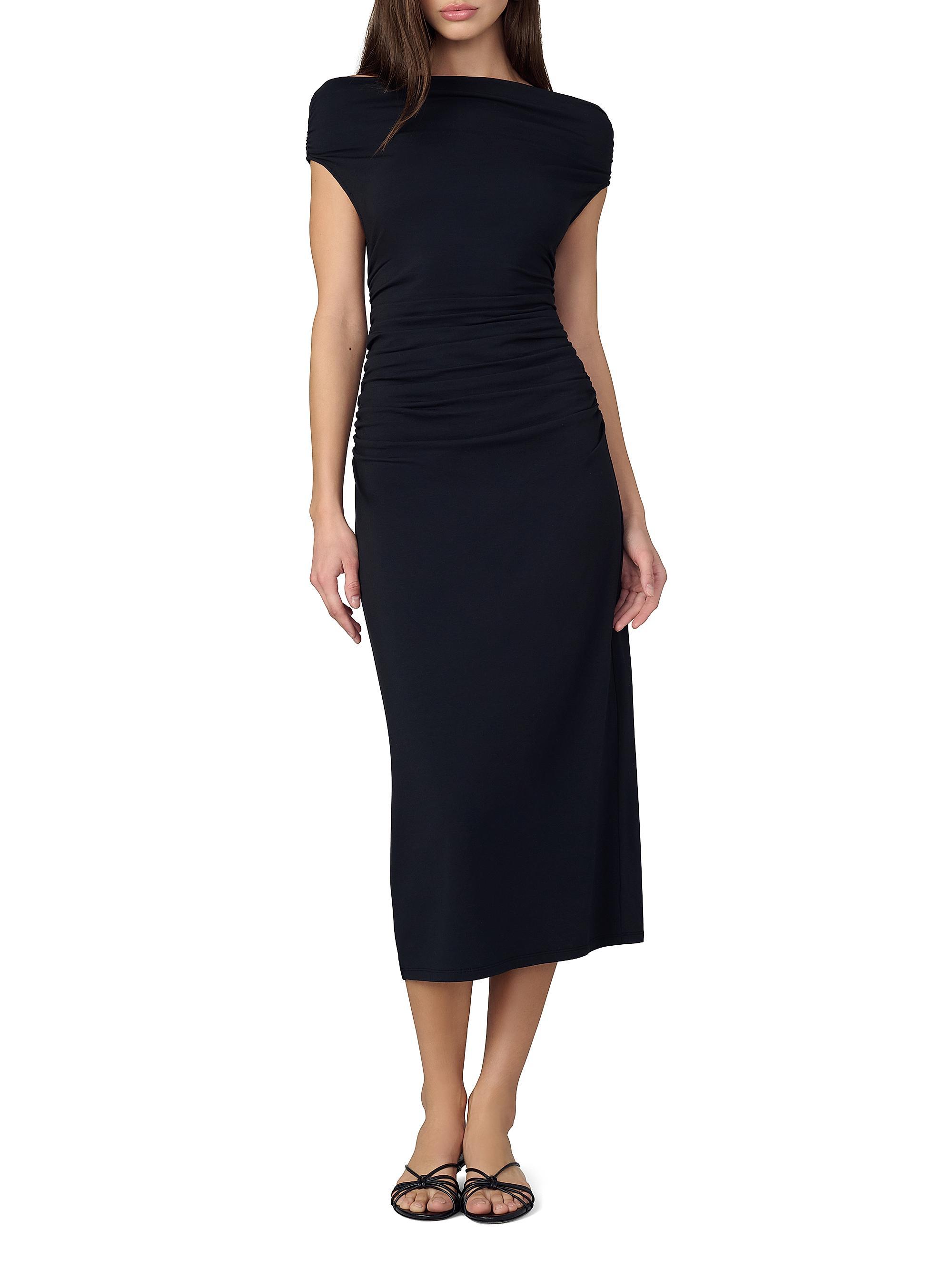 Click here for Joes Jeans Womens The Mia Ruched Midi-Dress - Blac... prices
