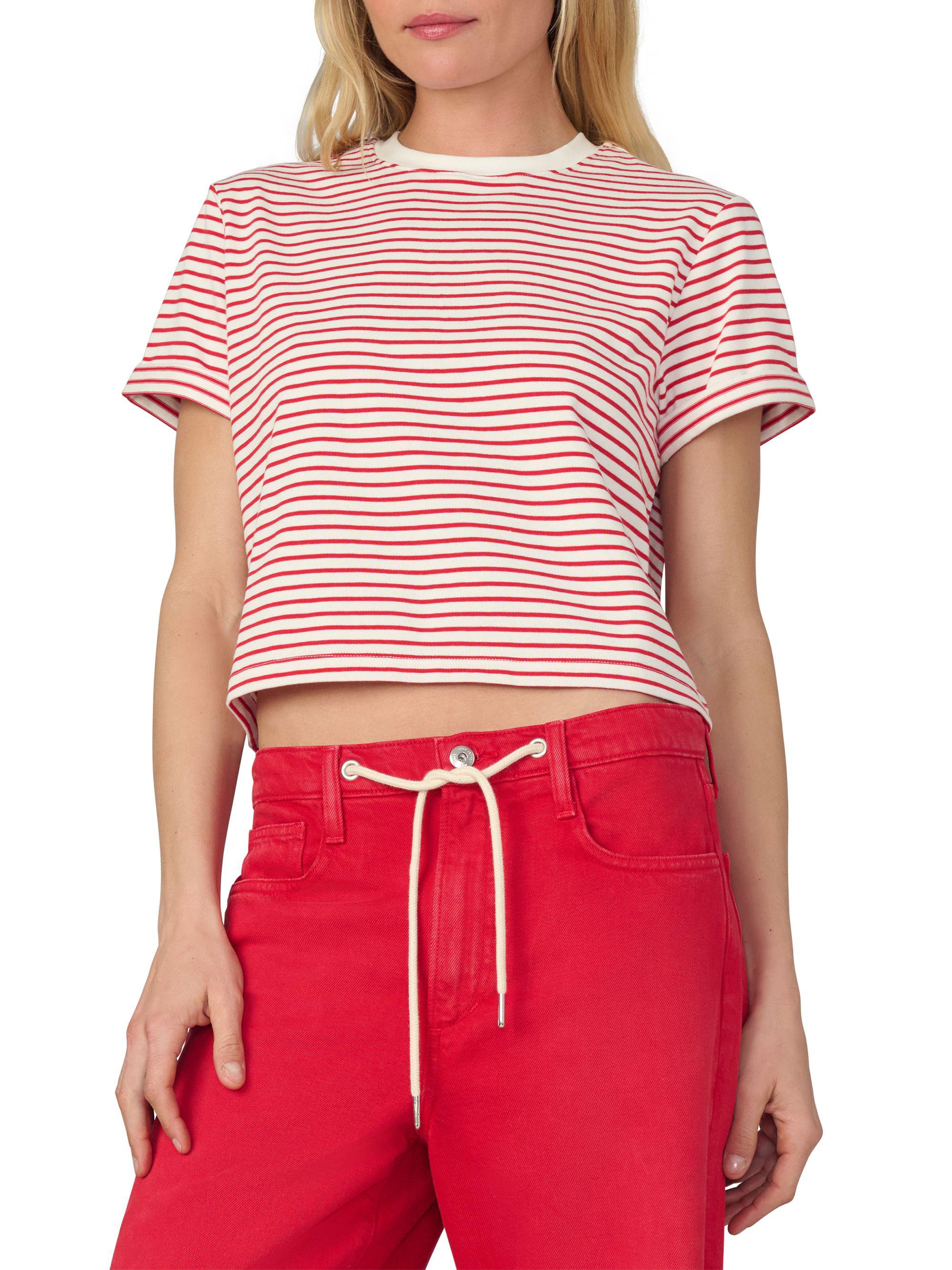 Click here for Joes Jeans Womens The Boxy Striped Cotton Crewneck... prices