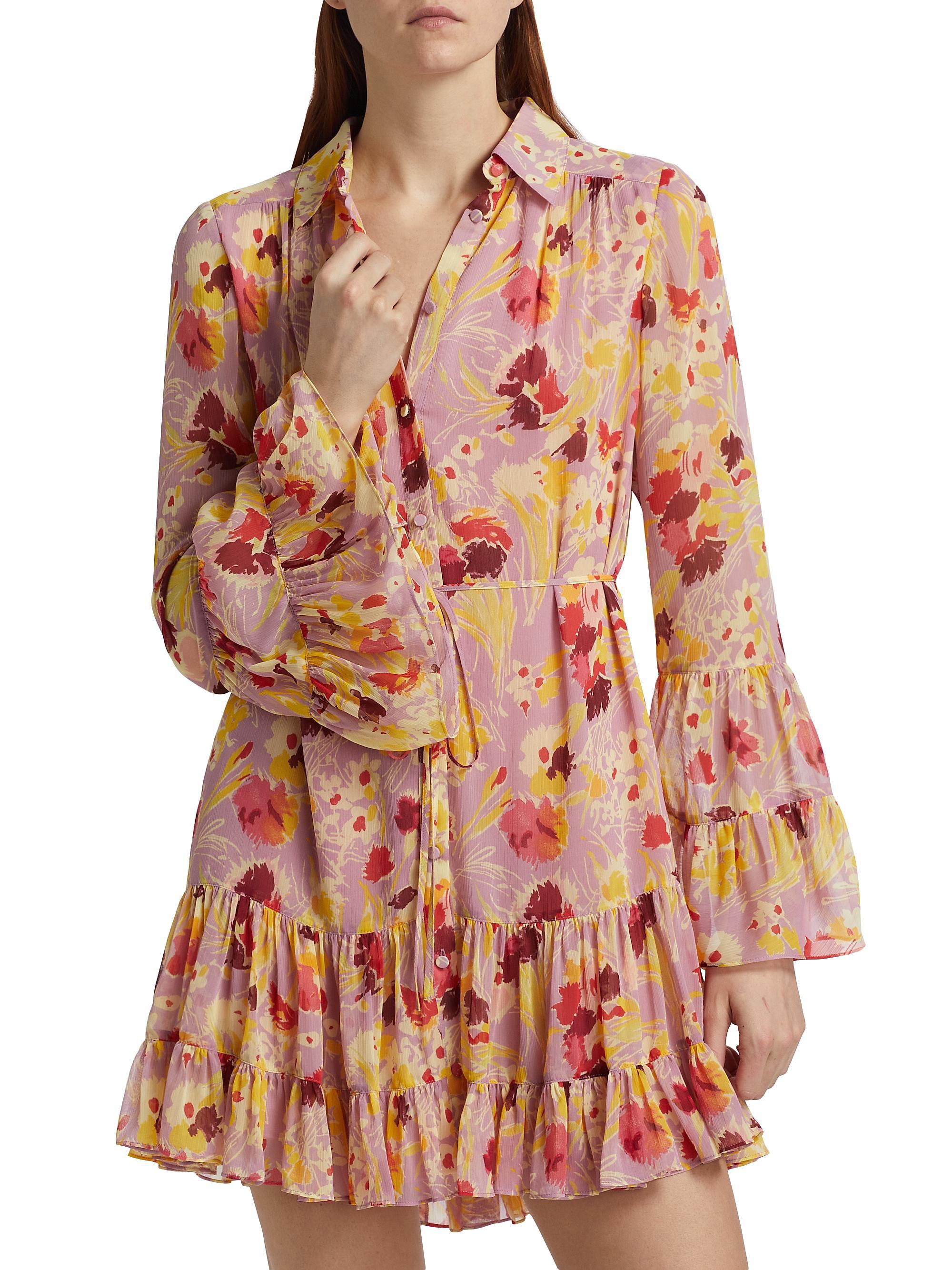 Click here for Cinq à Sept Womens Lyra Floral Gathered Minidress... prices
