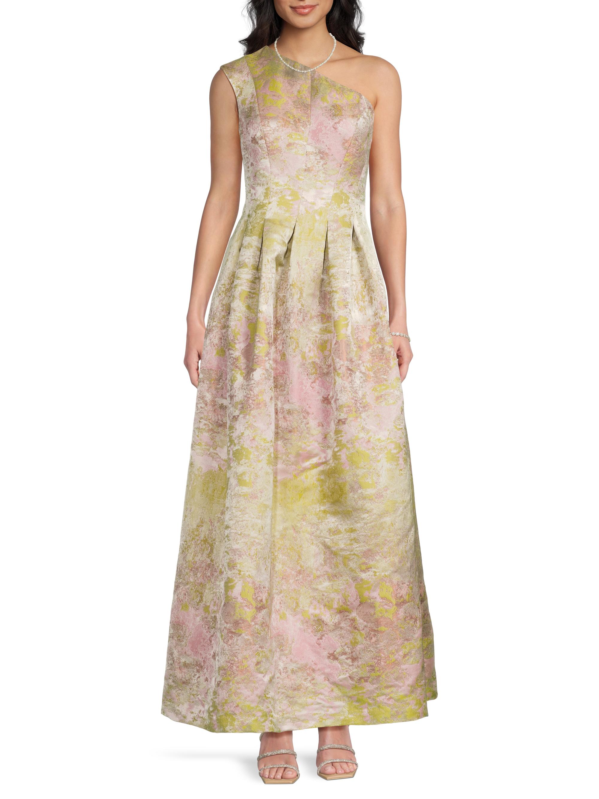 Click here for Kay Unger Womens One-Shoulder Abstract Brocade A-L... prices