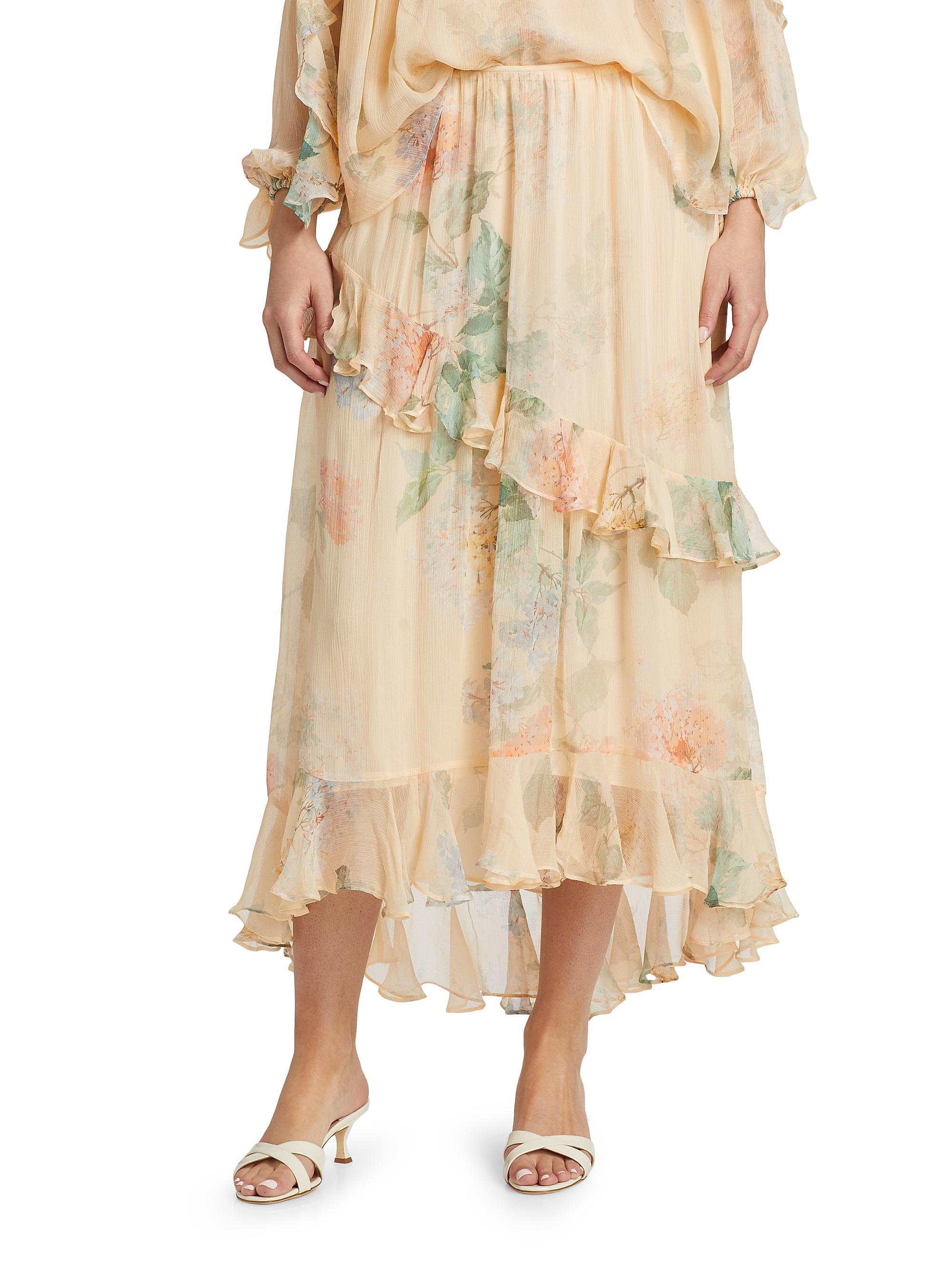 Click here for Zimmermann Womens Tiered Floral Skirt - Lemon Hydr... prices