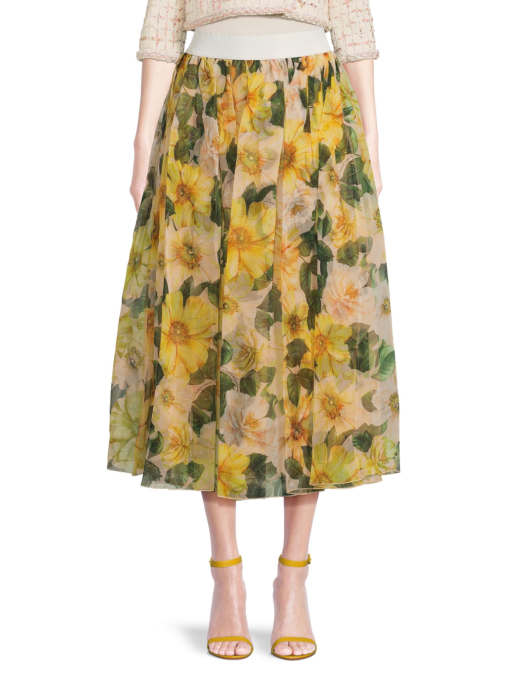 Click here for Dolce & Gabbana Womens Camiellia Floral Silk Midi-... prices