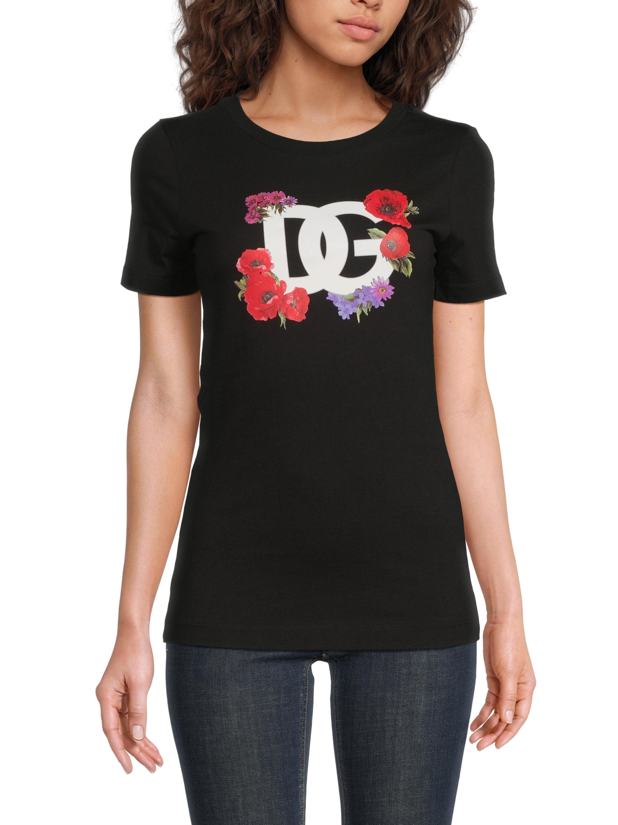 Click here for Dolce & Gabbana Womens Floral Logo Cotton Crewneck... prices