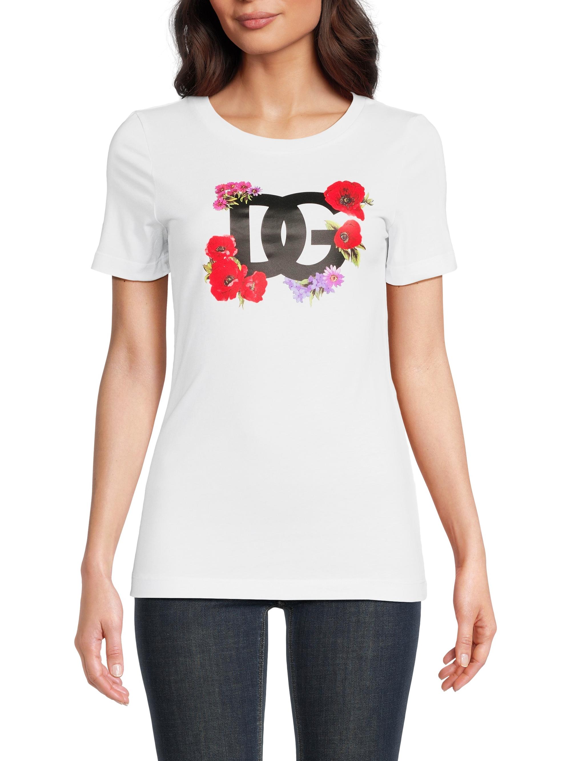 Click here for Dolce & Gabbana Womens Floral Logo Cotton Crewneck... prices