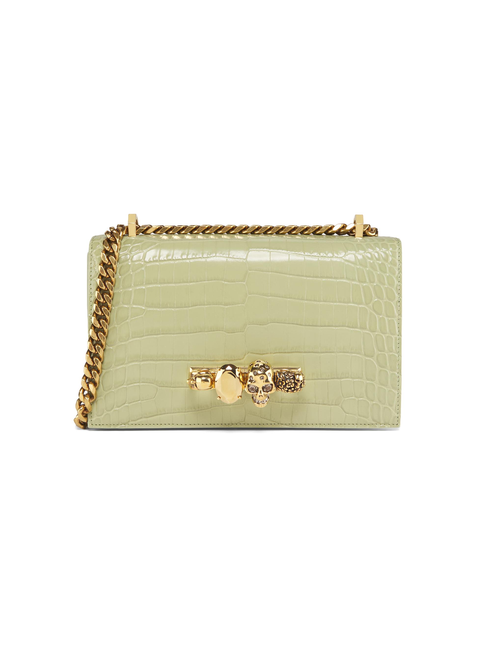 Click here for Mcqueen Womens Jewelled Leather Satchel - Sage prices