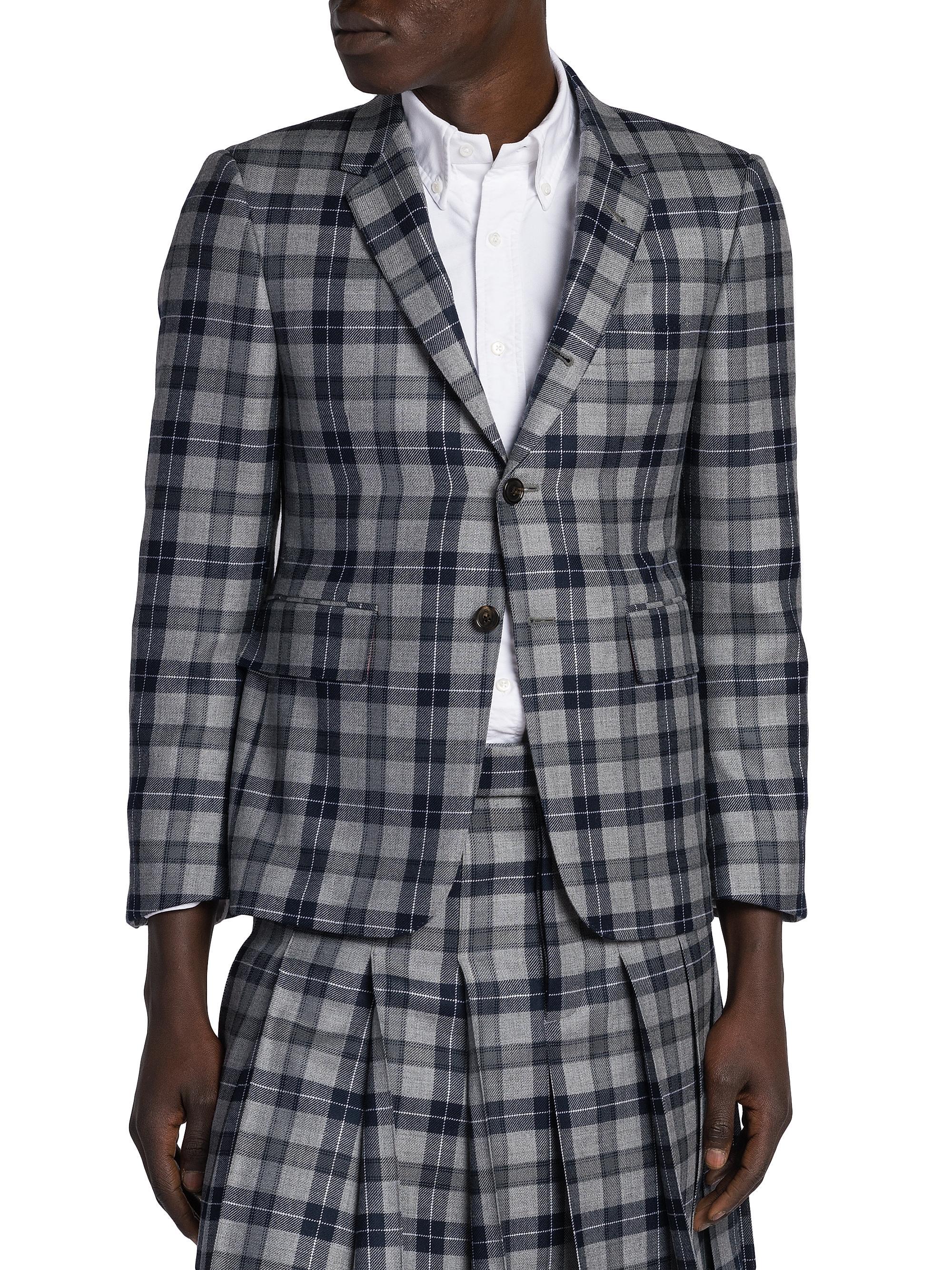Click here for Thom Browne Mens Fit 1 Classic Plaid Sport Coat -... prices