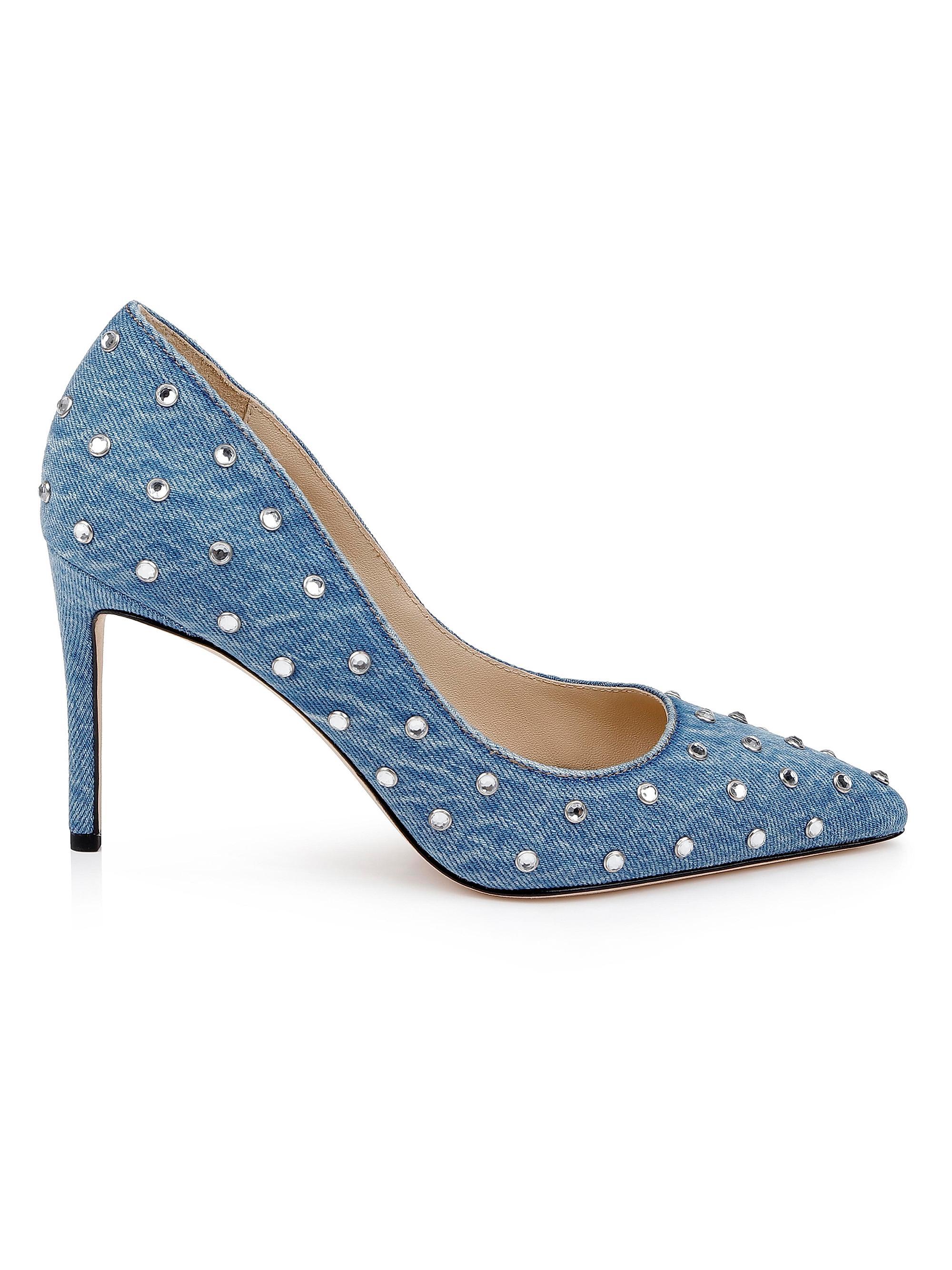 Click here for Lagence Womens Lydie 90MM Embellished Denim Pumps... prices